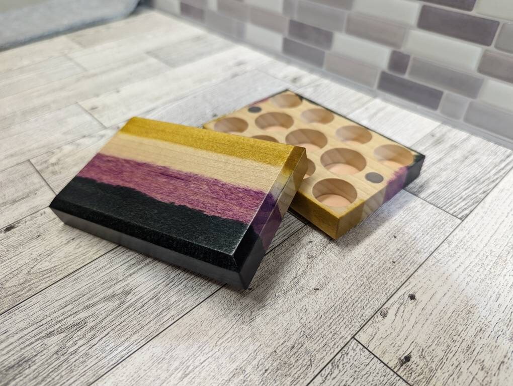 Dyed Wood Dice Box, Dnd, Ttrpg. Nonbinary Enby NB Pride Stripes. Free ...