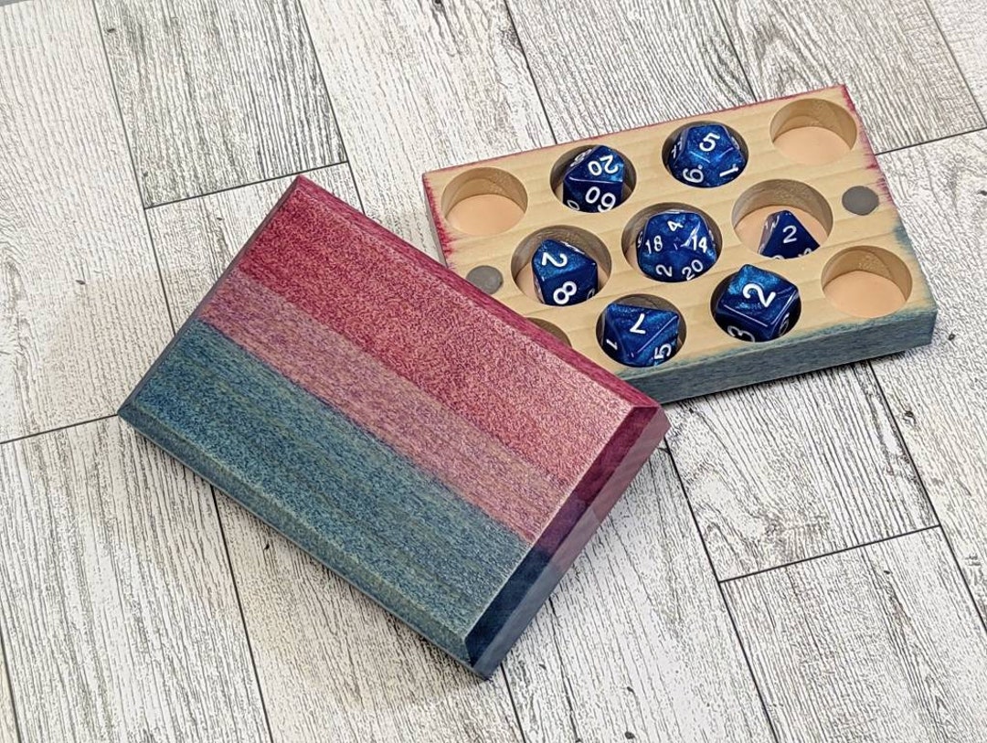 Dice Box for Dnd, Ttrpg. Bi Pride Stripes. Dyed Wood. Free Shipping - Etsy