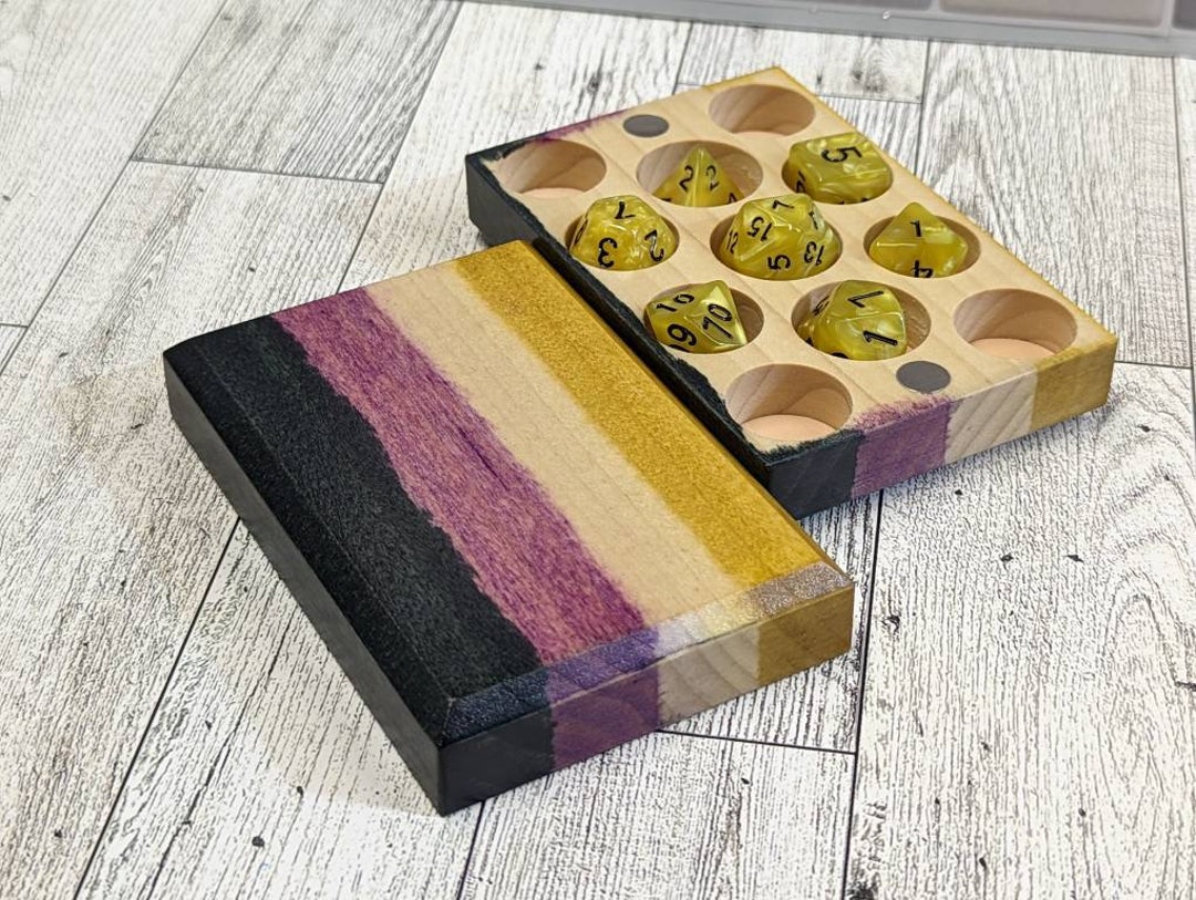Dyed Wood Dice Box, Dnd, Ttrpg. Nonbinary Enby NB Pride Stripes. Free ...