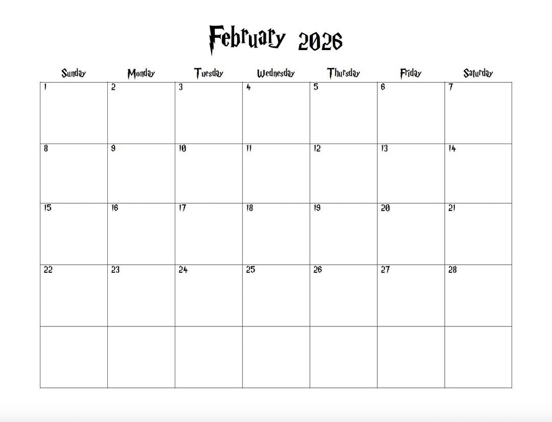 Wizard February 2026 Calendar|digital Download|pdf|printable| Monthly ...
