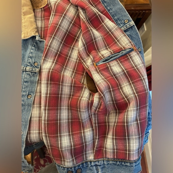 Levi’s Vintage Trucker Jean Jacket Vest Denim Flannel… - Gem