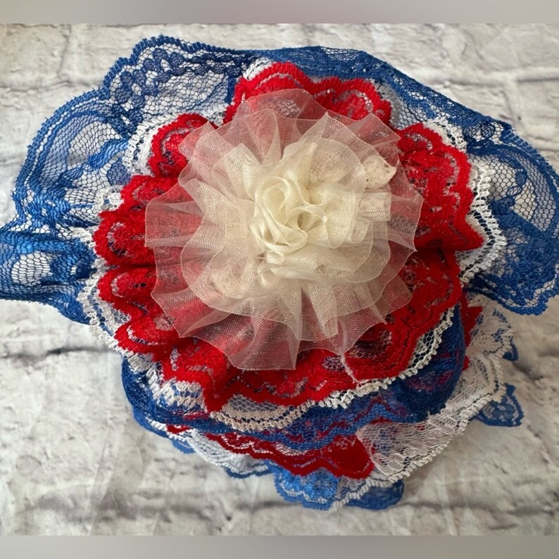 Pose-able Vintage Teddy Bear Lace Red White Blue Handmade July 4th ...