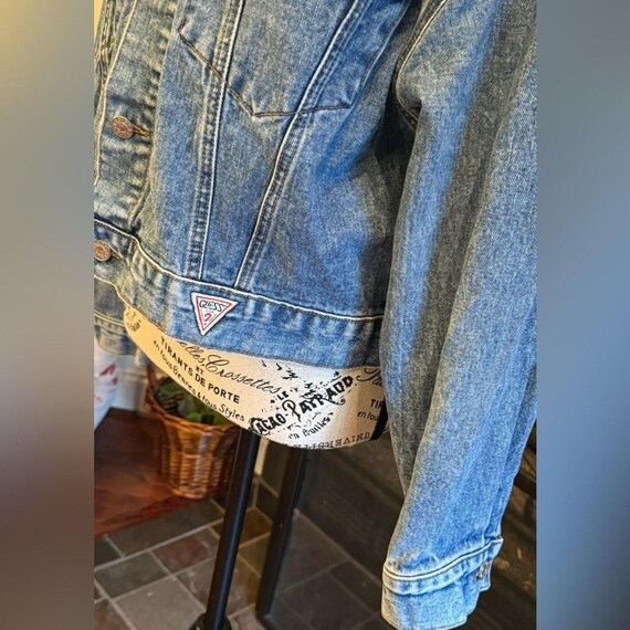 Rare Guess Jeans Denim Trucker Jacket Women’s L XL 19… - Gem