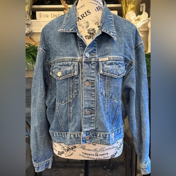Rare Guess Jeans Denim Trucker Jacket Women’s L XL 19… - Gem