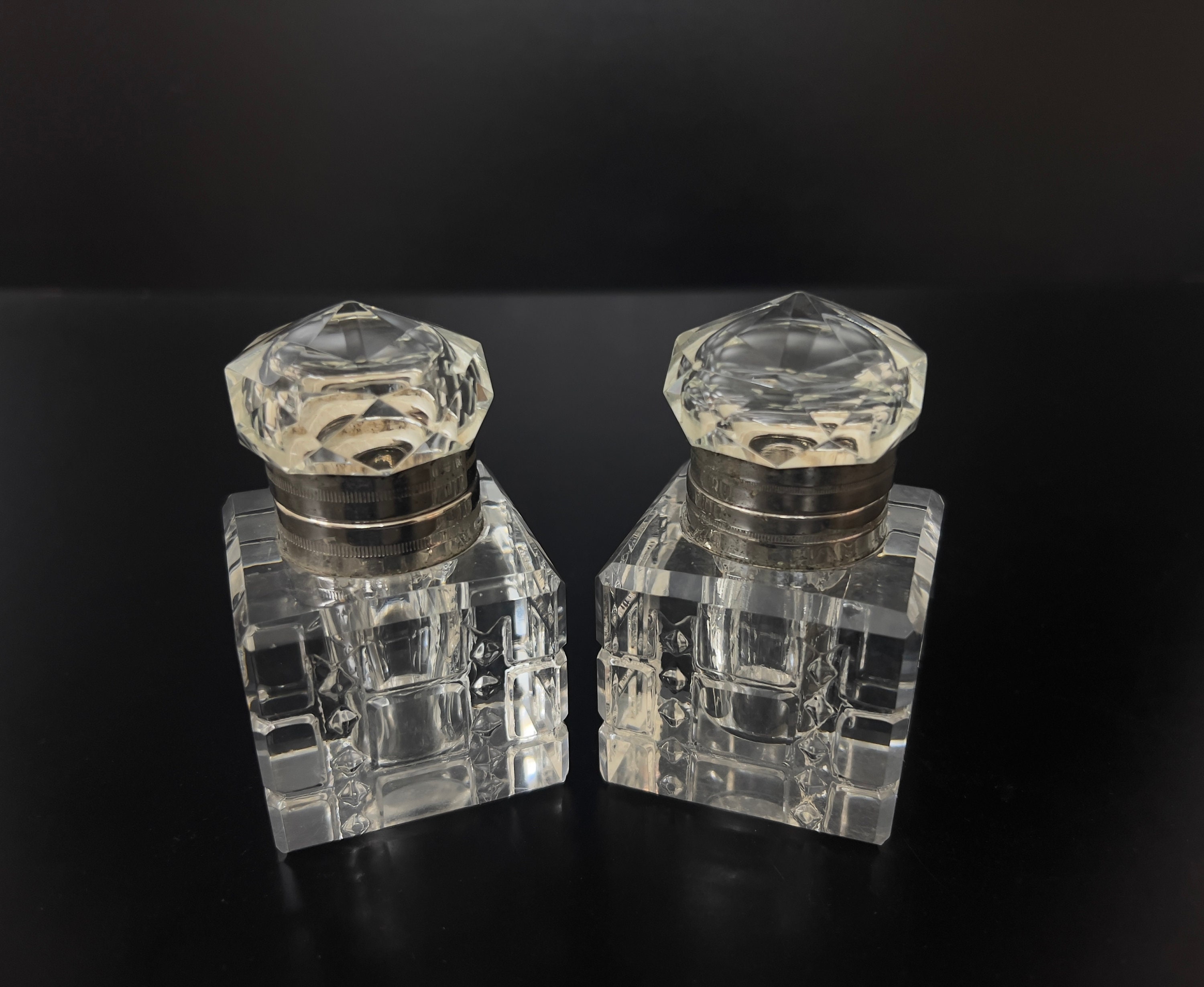 Vintage Cut Glass Ink Well - Etsy