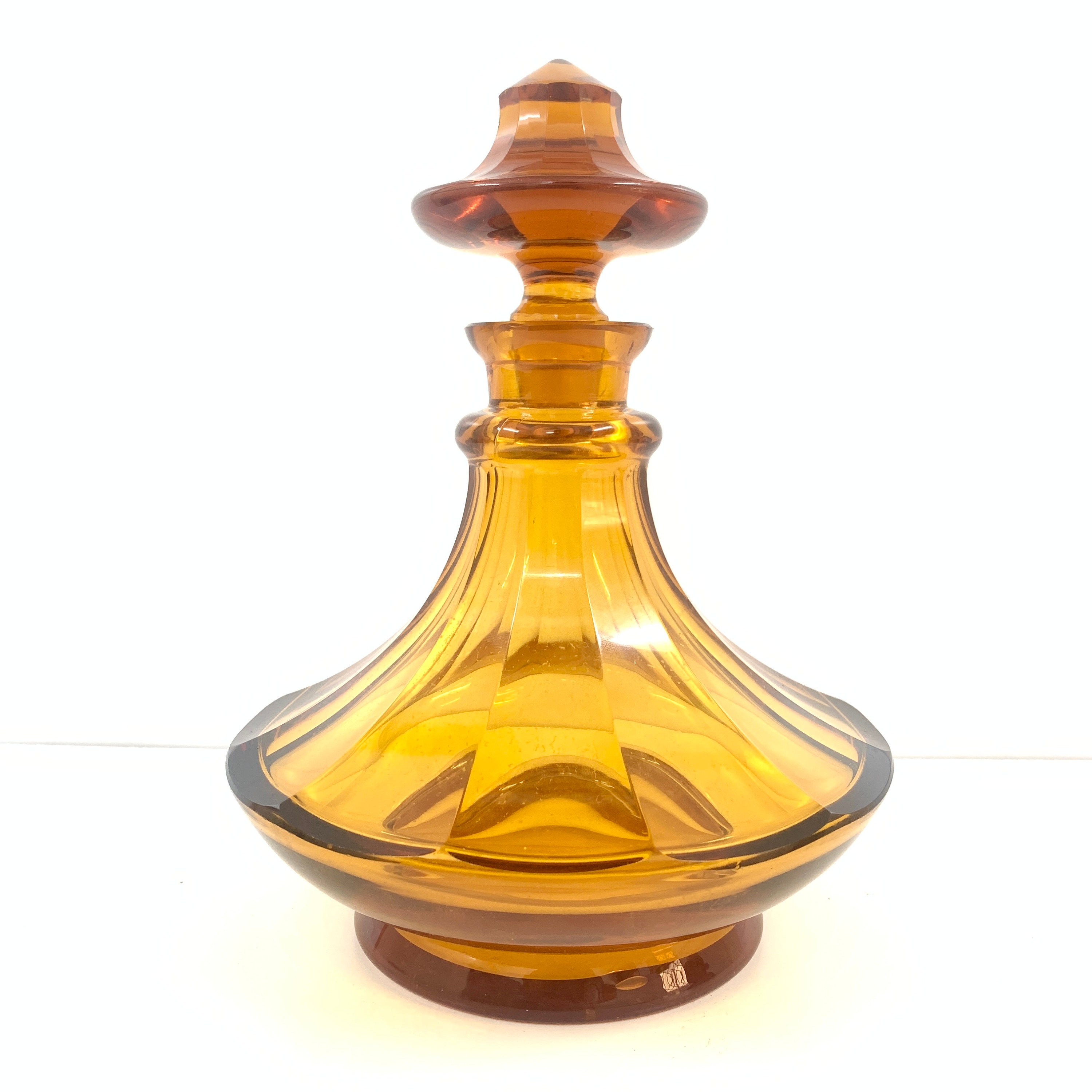 Vintage Amber Big Decanter With Stopper - Etsy