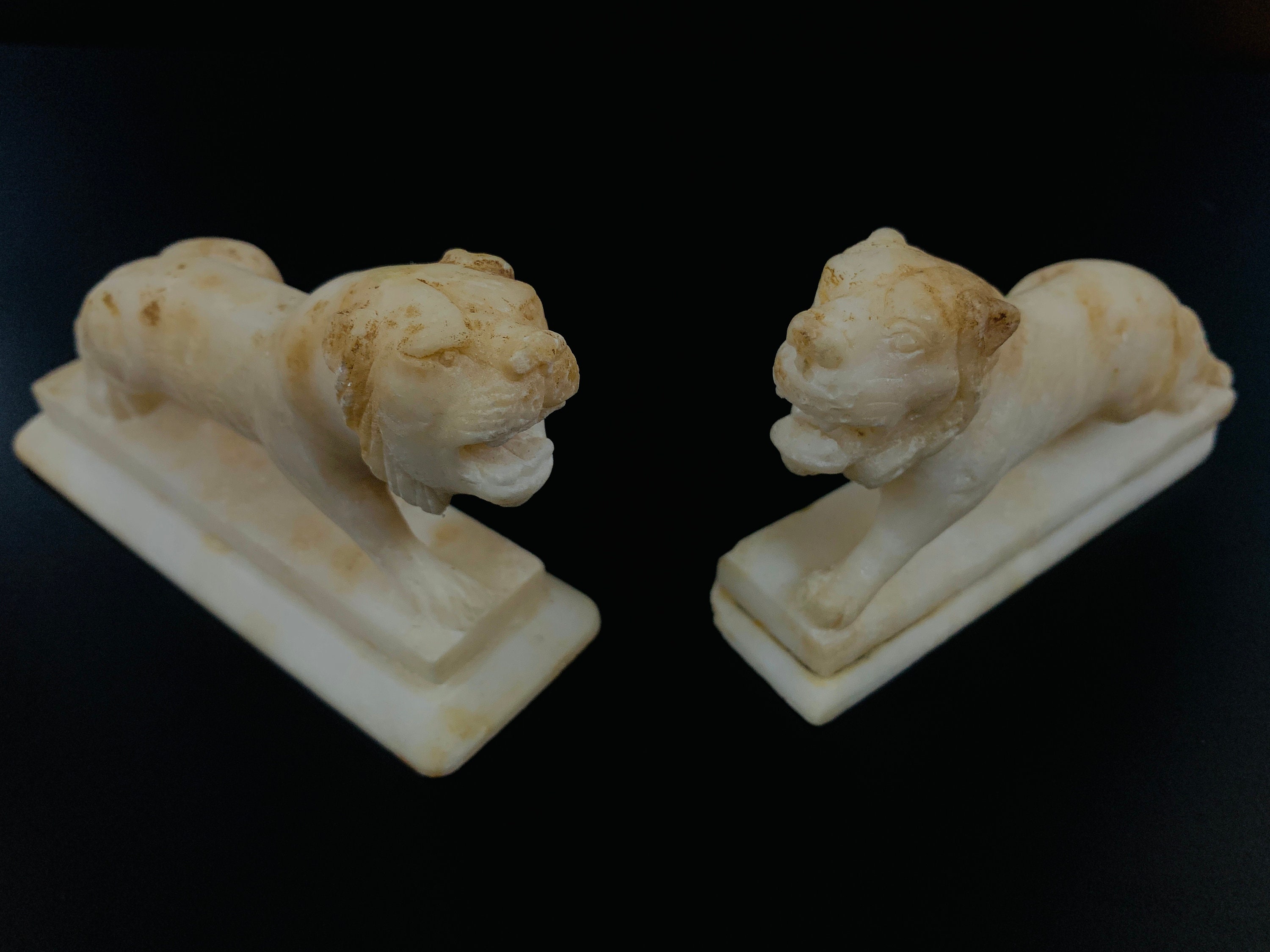 Vintage Lion Pair Carved on Alabaster |vintage Lion Toys |animal ...