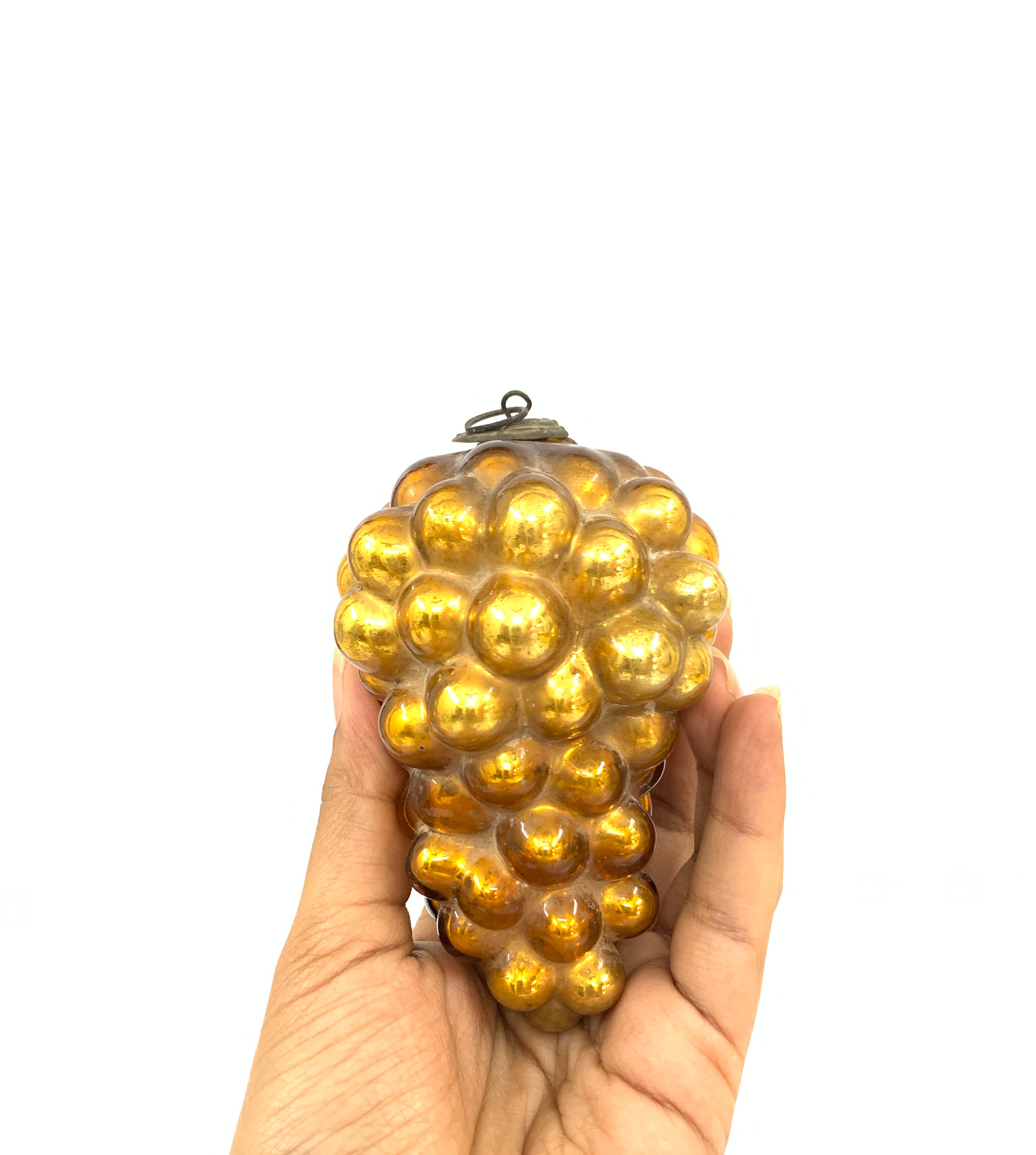 Antique Old Amber Cluster of Grapes Shape Christmas Heavy Glass Kugel ...