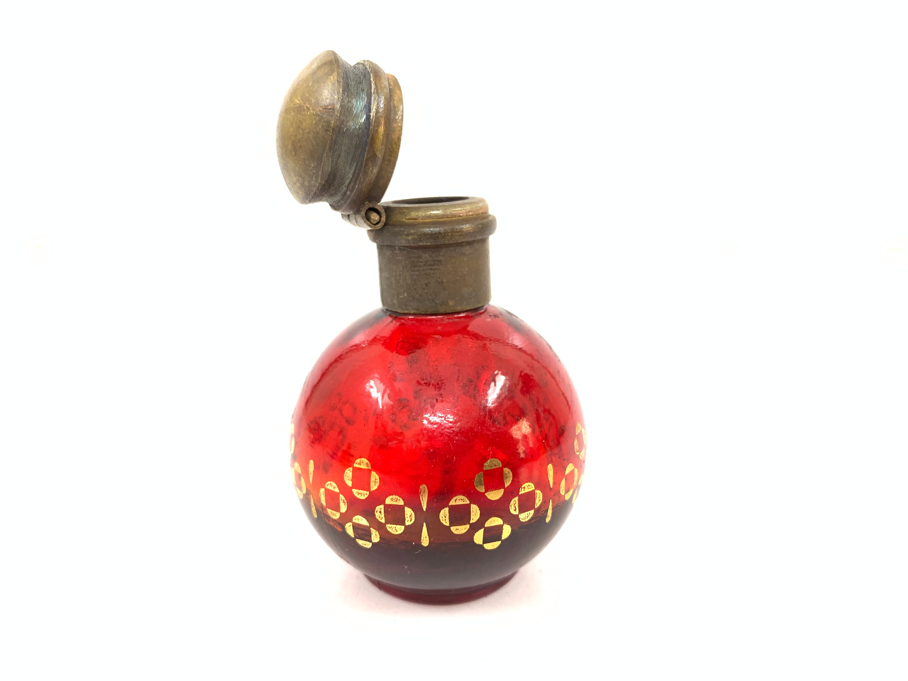 Vintage Ruby Red Perfume Bottle With Gold Work | Antique Perfume Bottle ...