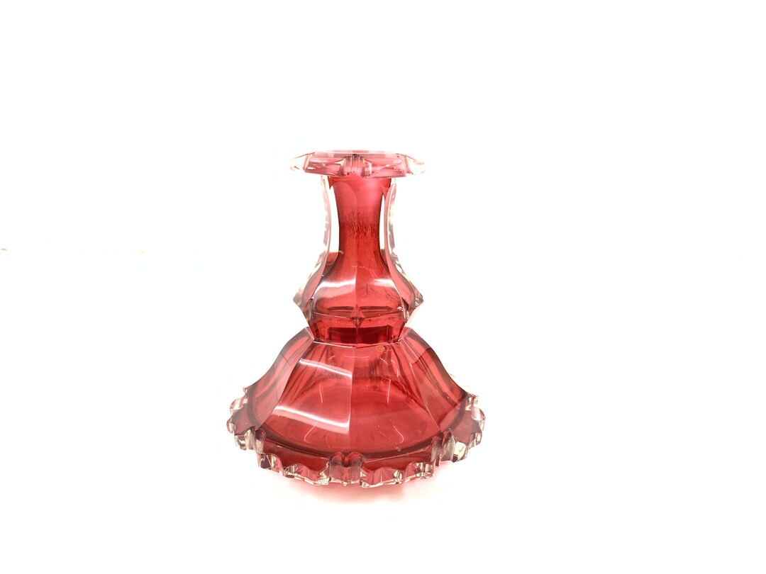 Vintage Pink Cut Glass Decanter - Etsy