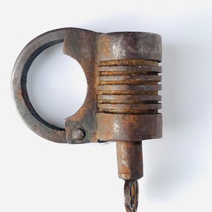 Vintage Padlock, Large Iron Lock, Barrel Lock, Theatre Props, Rustic ...