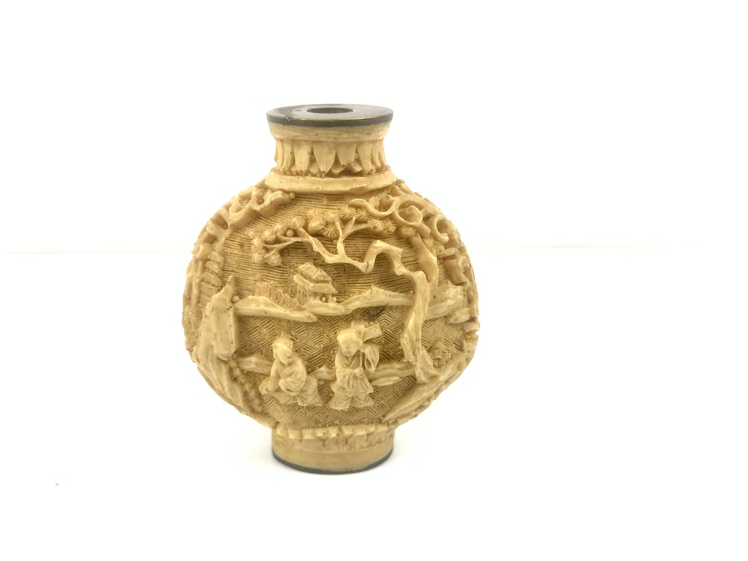 Vintage Chinese Signed Cinnabar Snuff Bottle | Vintage Cinnabar Perfume ...