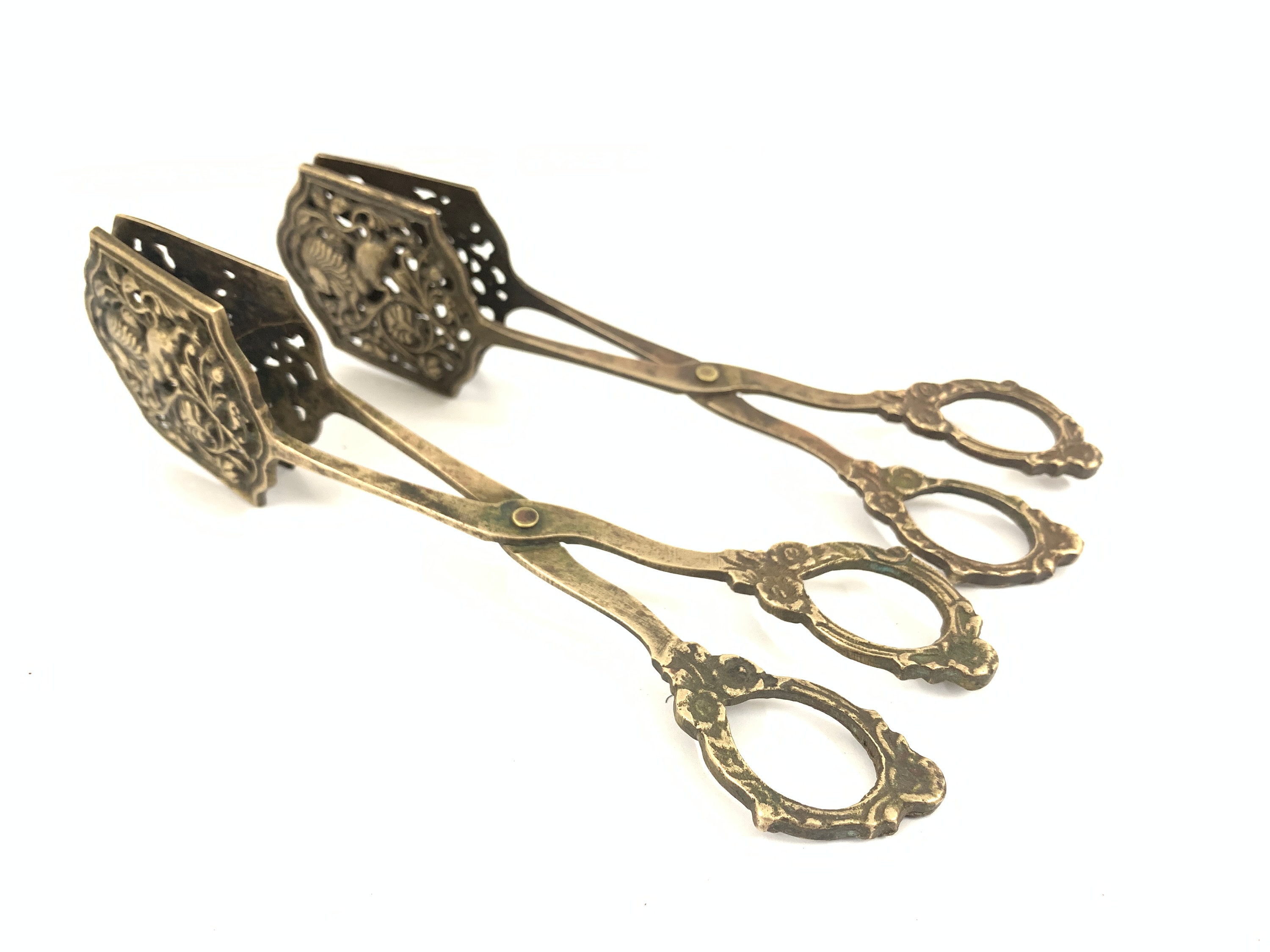 Vintage Brass Chicken Tongsbrass Tongs Tongs Barbecue Tongs Ice Cube ...