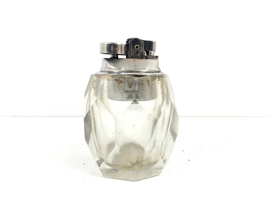 Vintage Cut Glass Retro Table Lighter | Vintage Tobacciana | Antique ...