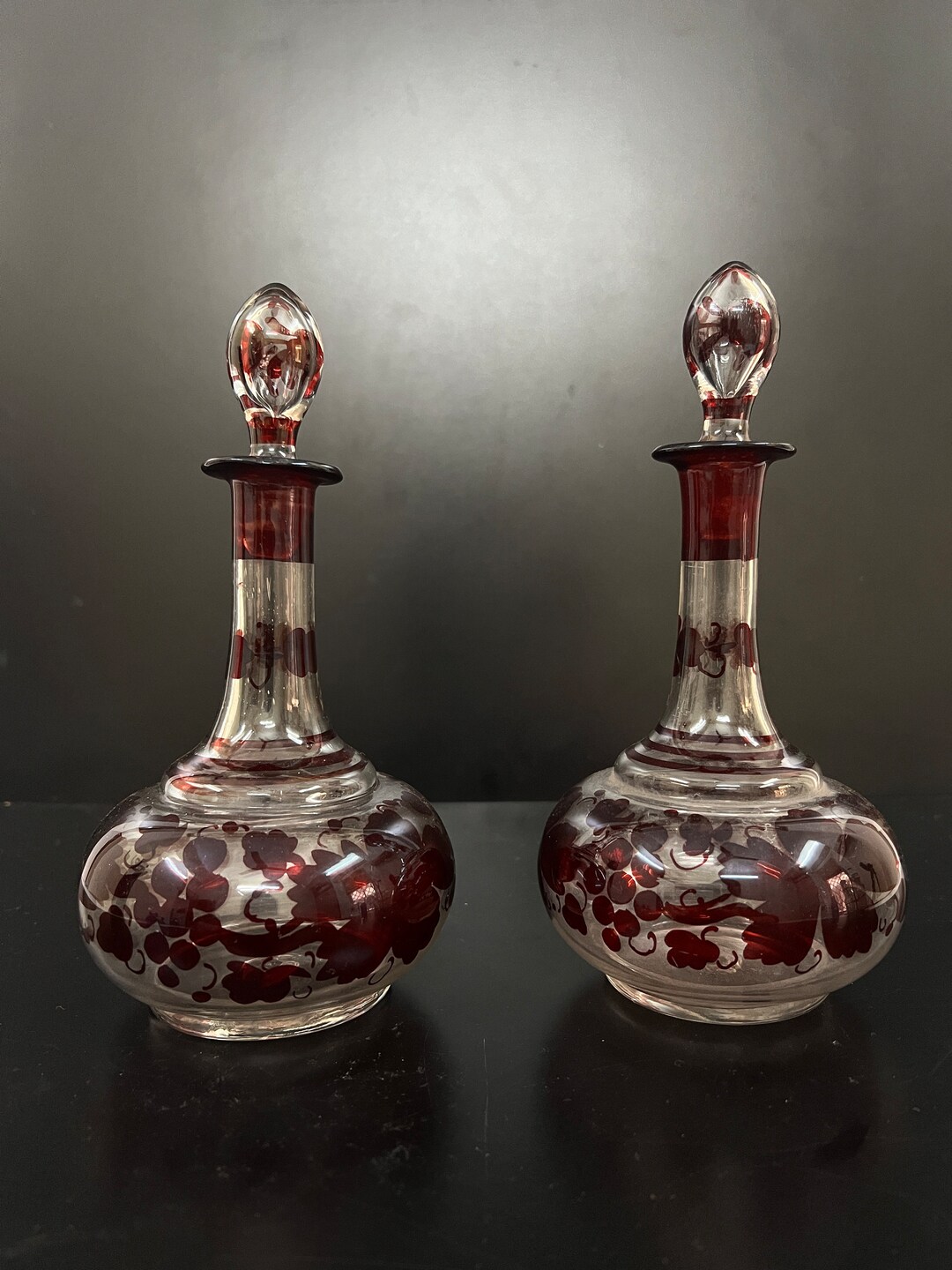 Vintage Ruby Red Glass Decanter| Vintage Glass Decanters - Etsy