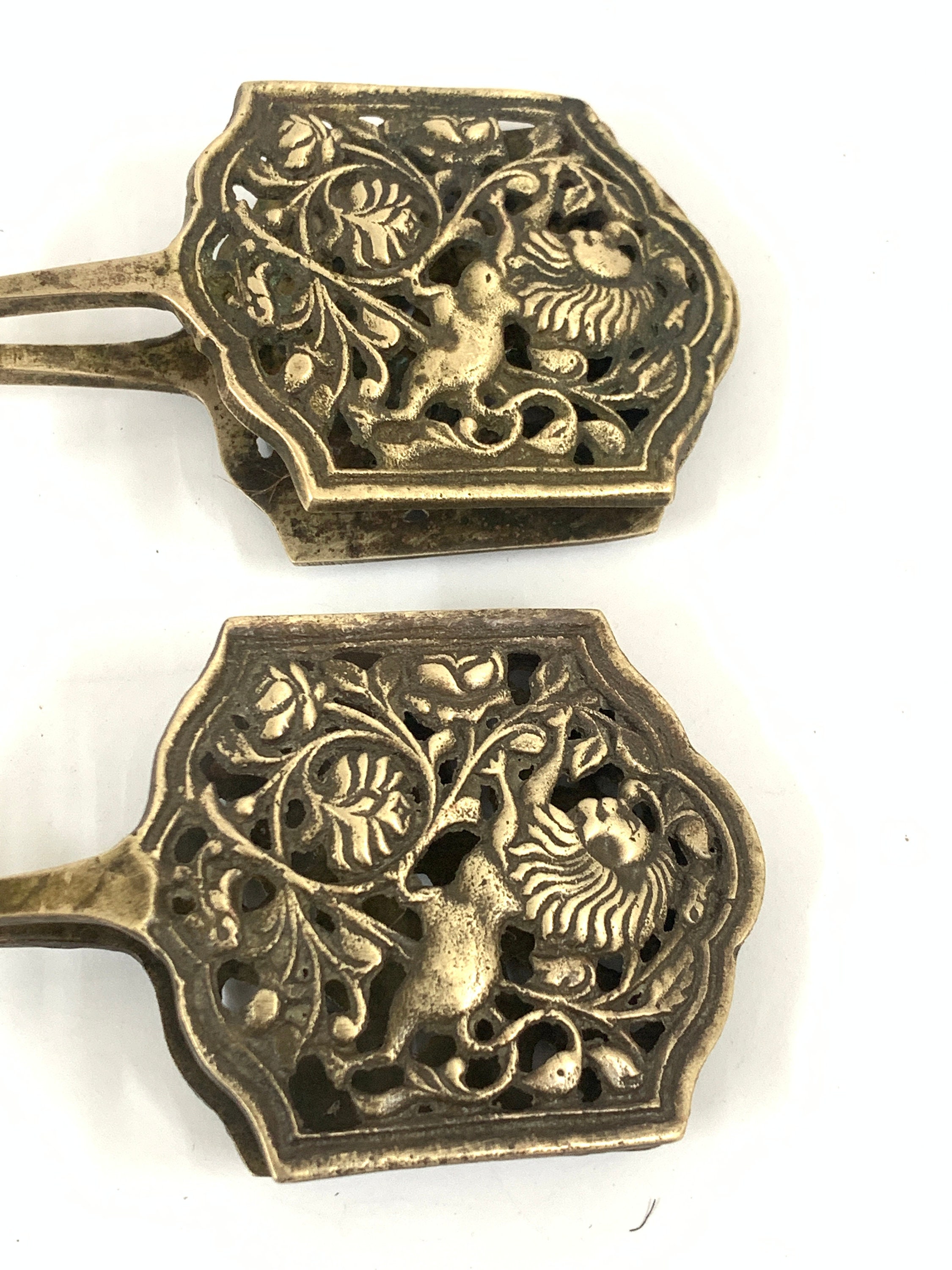 Vintage Brass Chicken Tongsbrass Tongs Tongs Barbecue Tongs Ice Cube ...