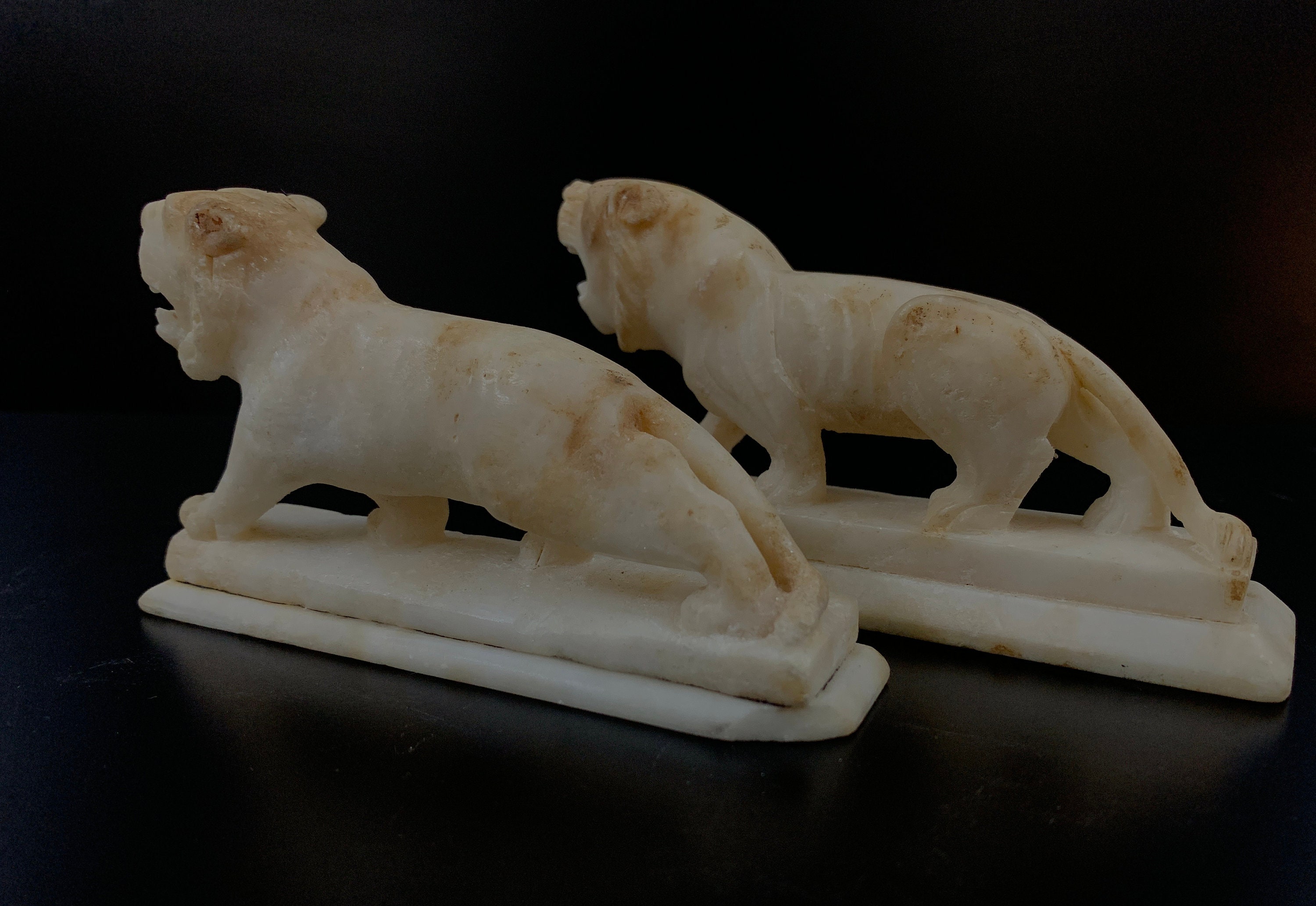 Vintage Lion Pair Carved on Alabaster |vintage Lion Toys |animal ...