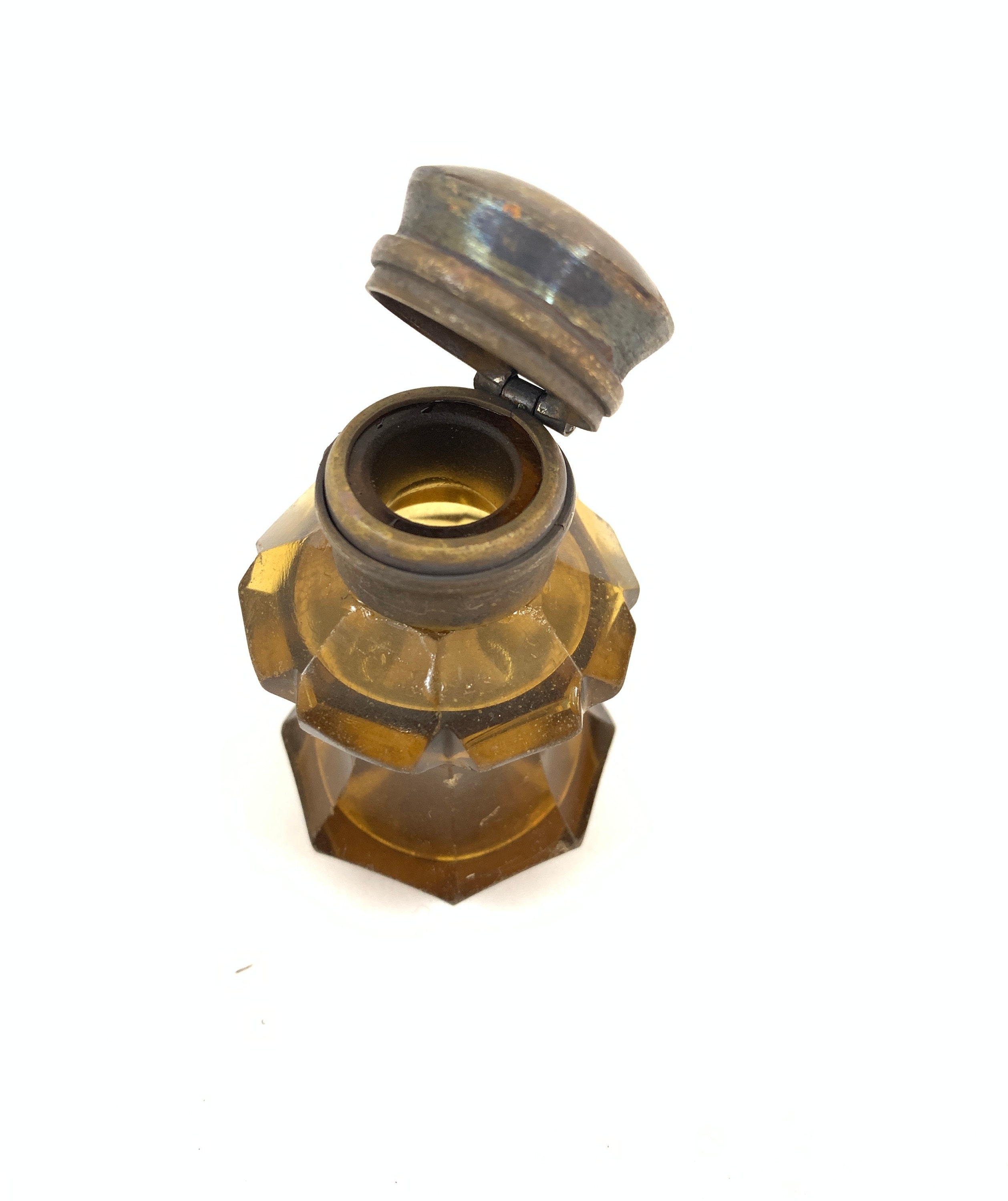 Vintage Amber Color Cut Glass Perfume Bottle - Etsy