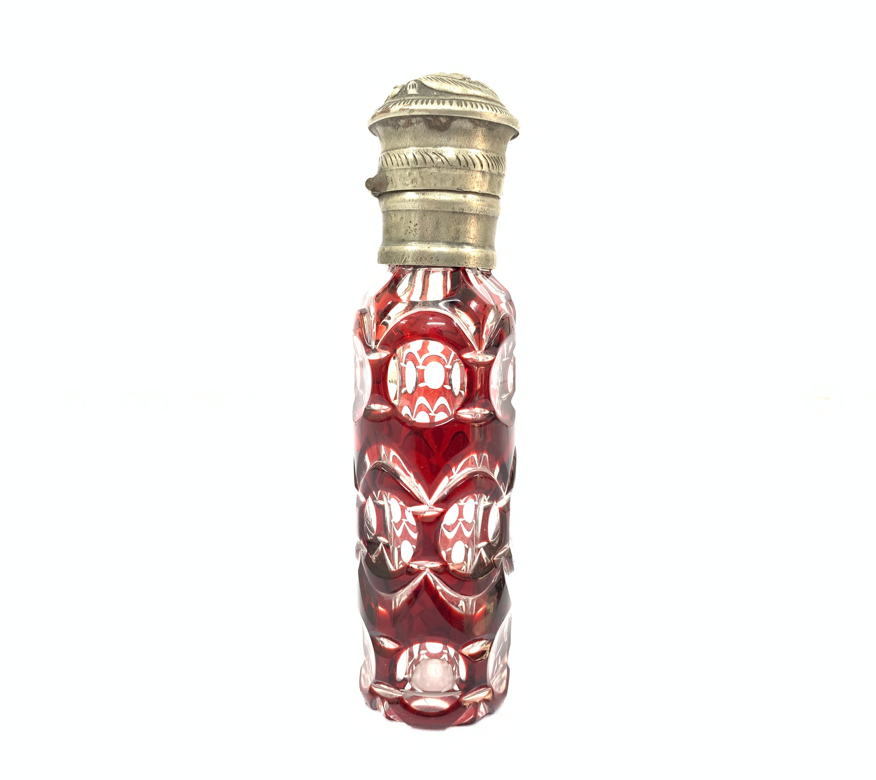 Antique Bohemian Ruby Red Overlay Glass Perfume Bottle - Etsy