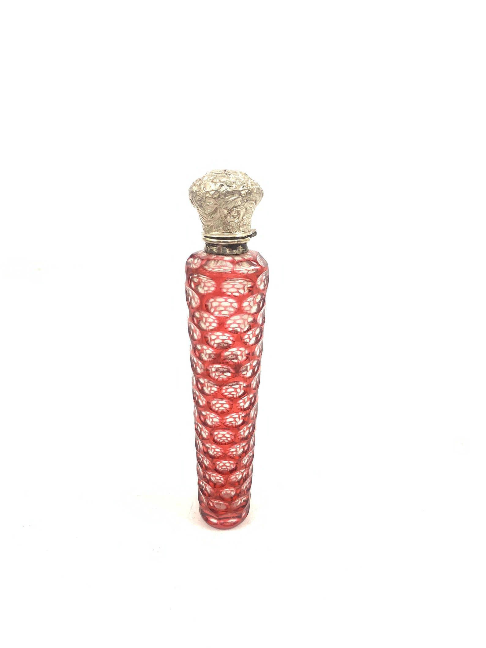 Antique Ruby Red Overlay Cone Perfume Scent Bottle Sterling Silver Lid ...