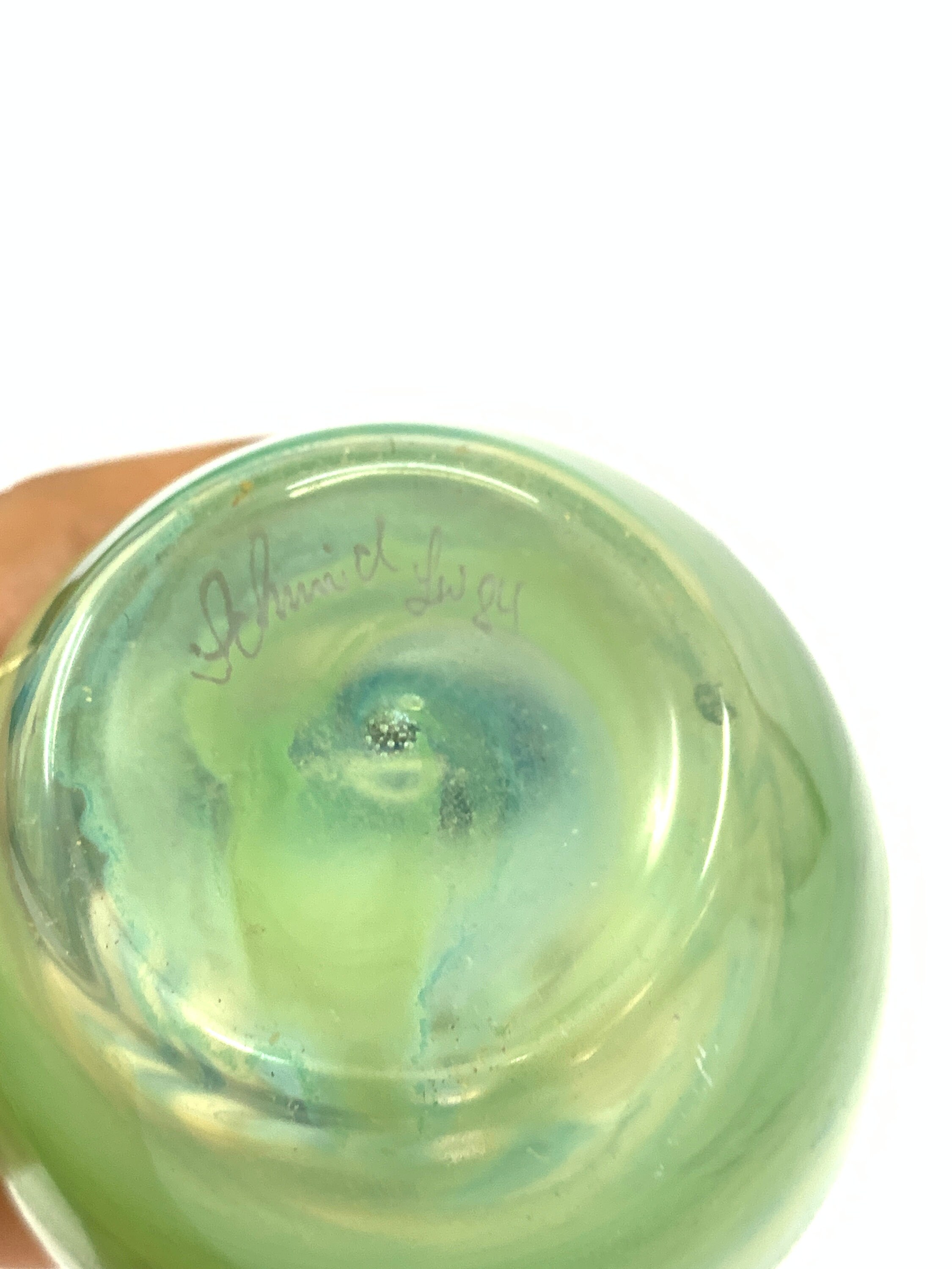 Hand Blown FLOWER BUD VASE Sorori Studio Art Glass Swirl Signed Karl ...