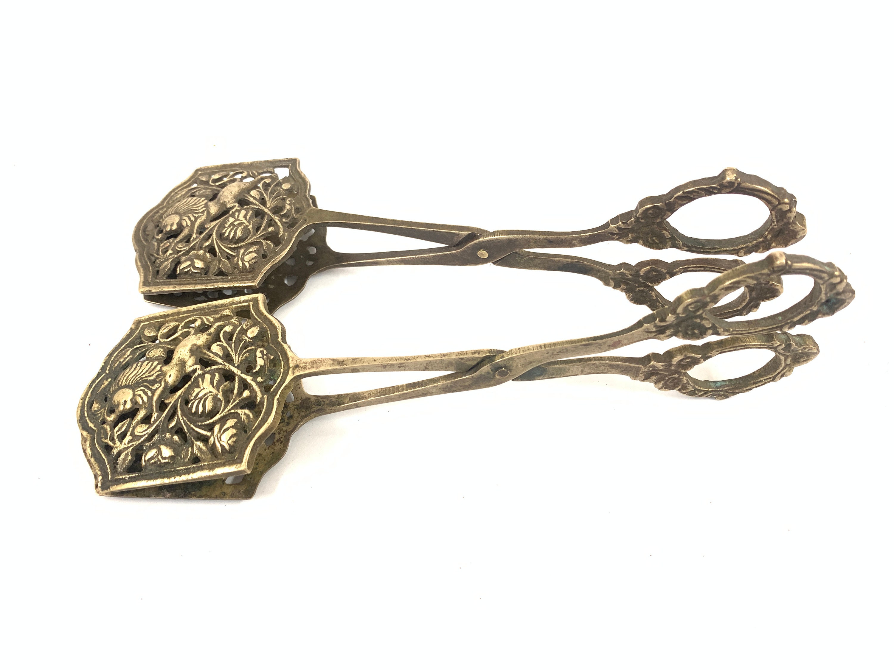 Vintage Brass Chicken Tongsbrass Tongs Tongs Barbecue Tongs Ice Cube ...