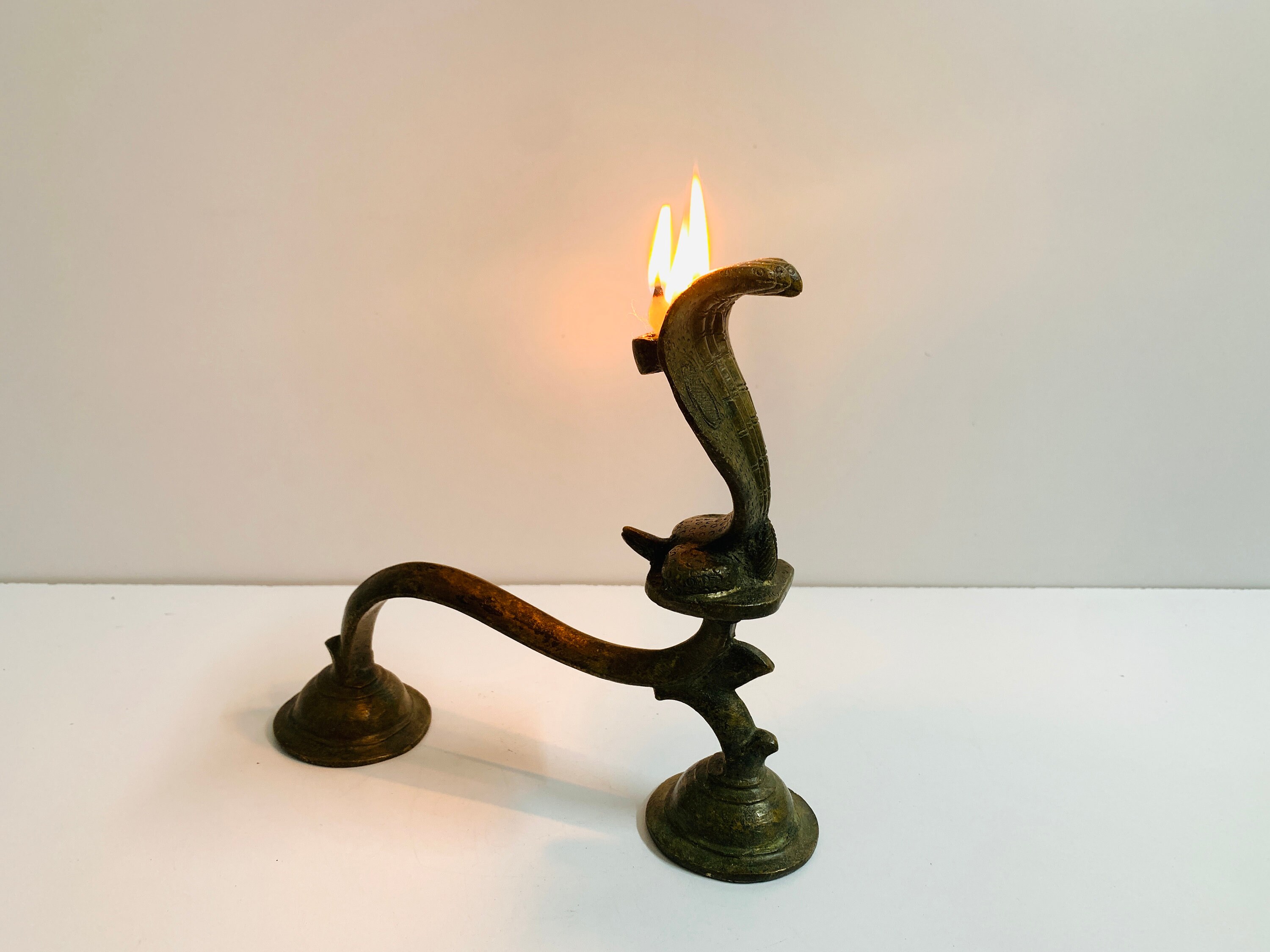Old Brass Temple Snake Shape Oil Lamps Antique Snake Aarti - Etsy