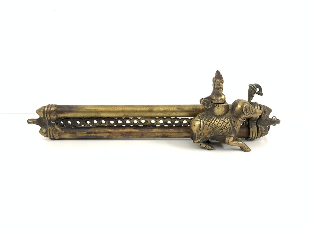 Vintage Brass Pen Stand With Ink Well,brass Kalam Dani With Ink Pot ...