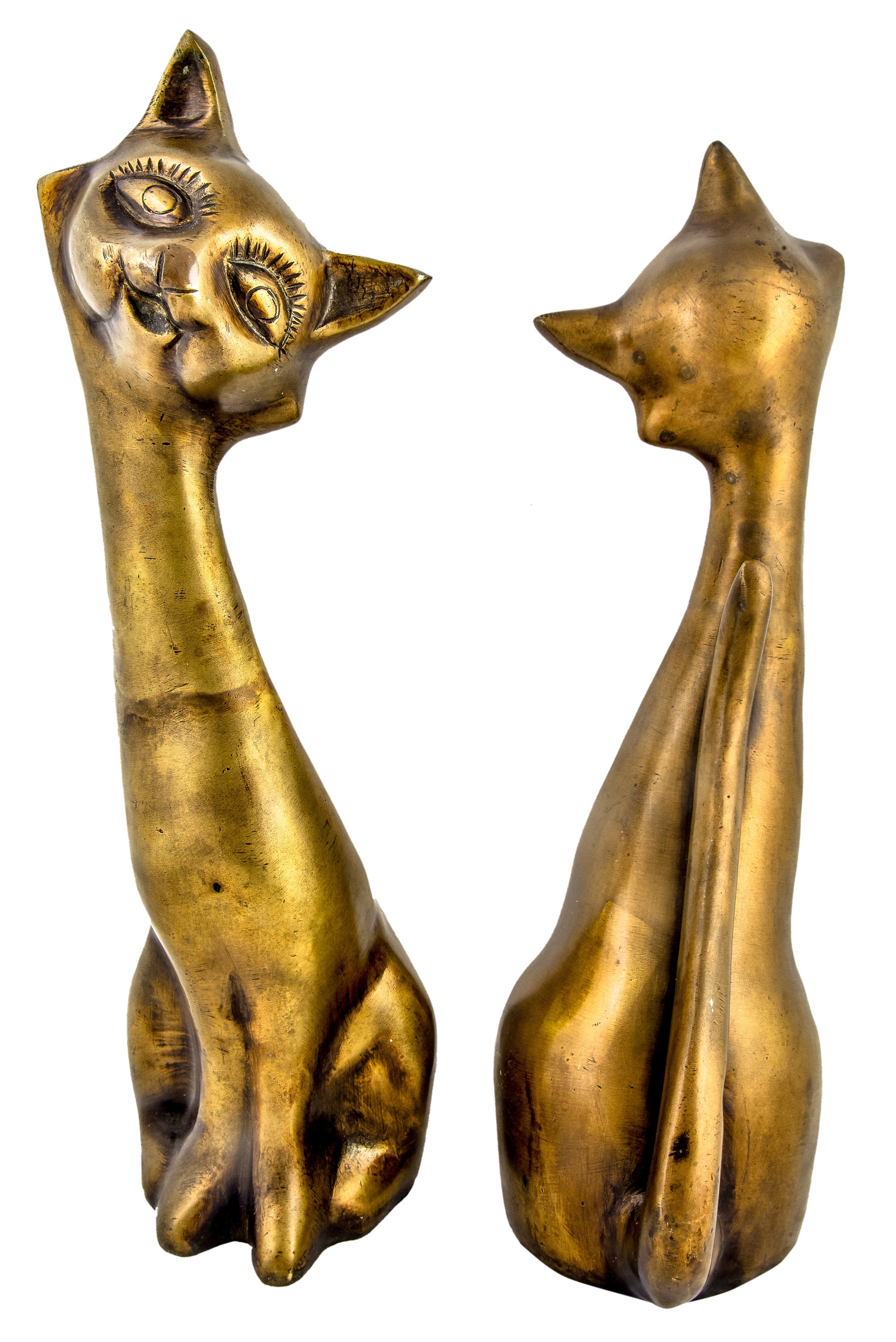 Vintage Brass Pair of Cat Figurines| Brass Cats| Cats for Home Decor ...