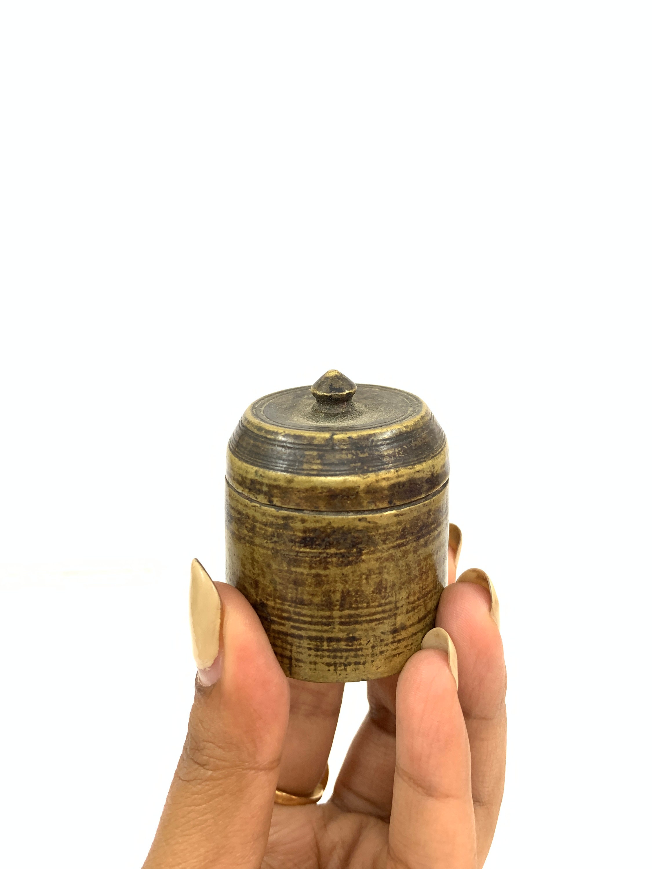 Antique Brass Hand Carved Kumkum Tikka Powder Box - Etsy