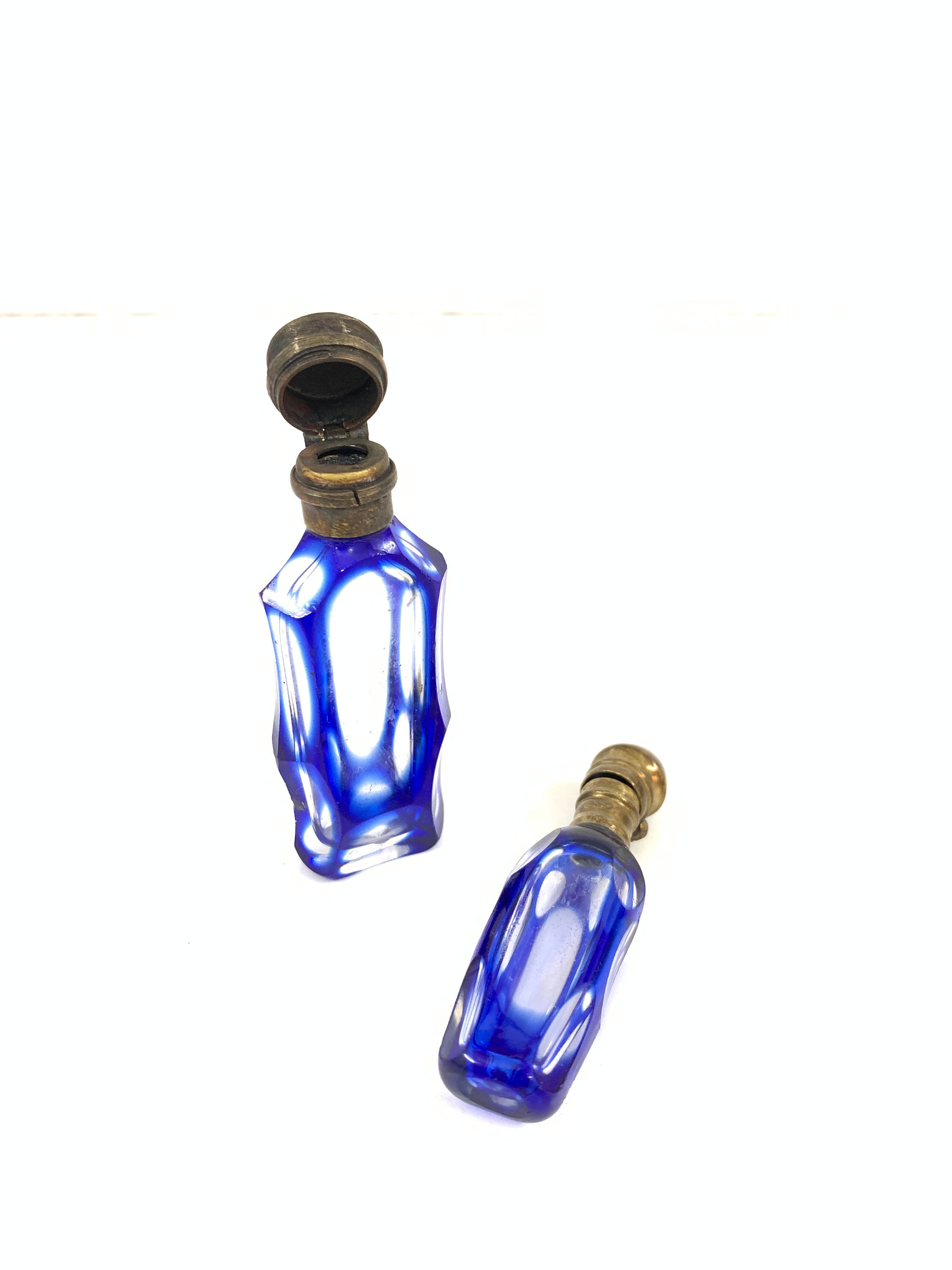 Antique Dual Color Cut Glass Bottle - Etsy