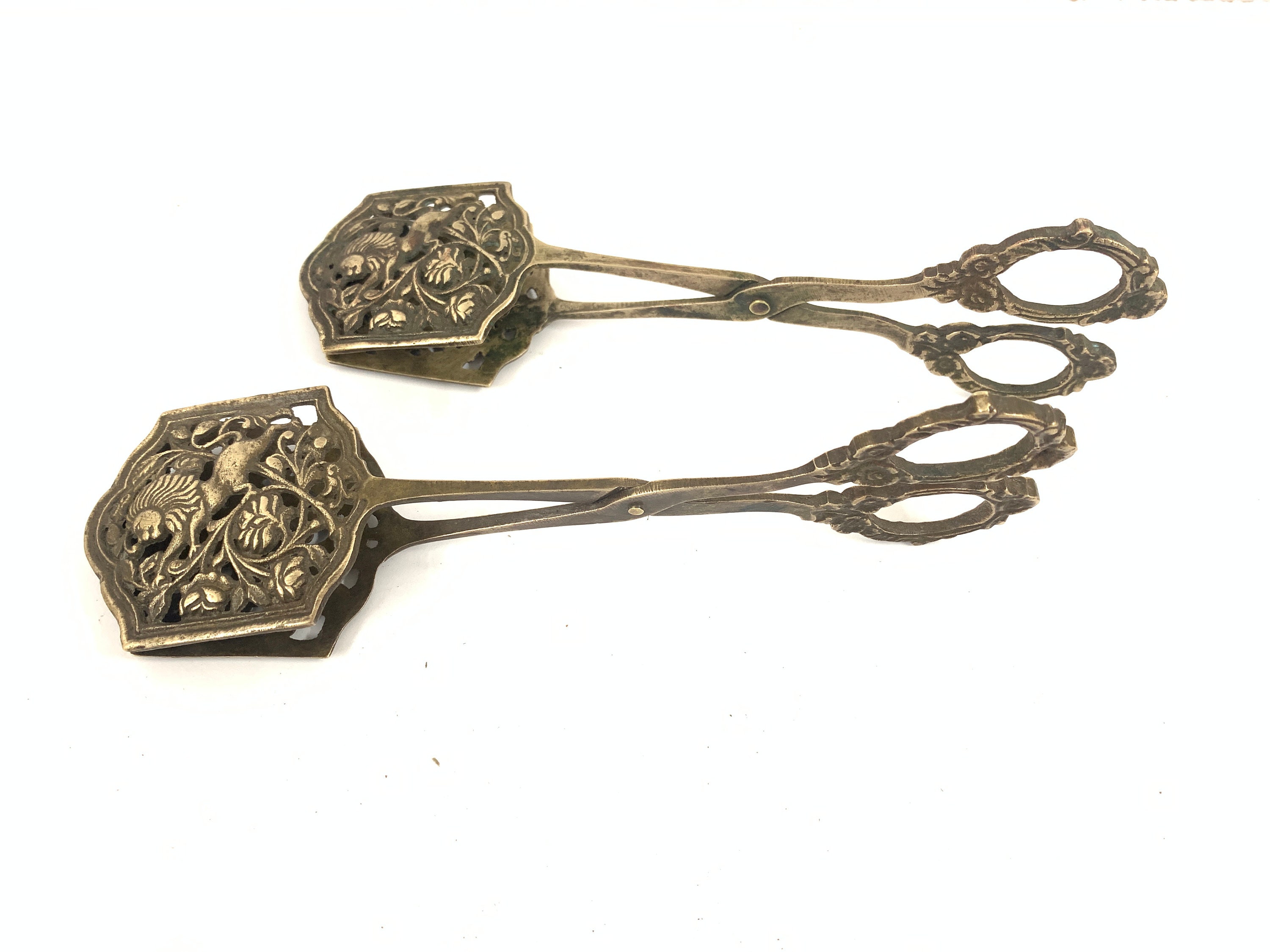 Vintage Brass Chicken Tongsbrass Tongs Tongs Barbecue Tongs Ice Cube ...