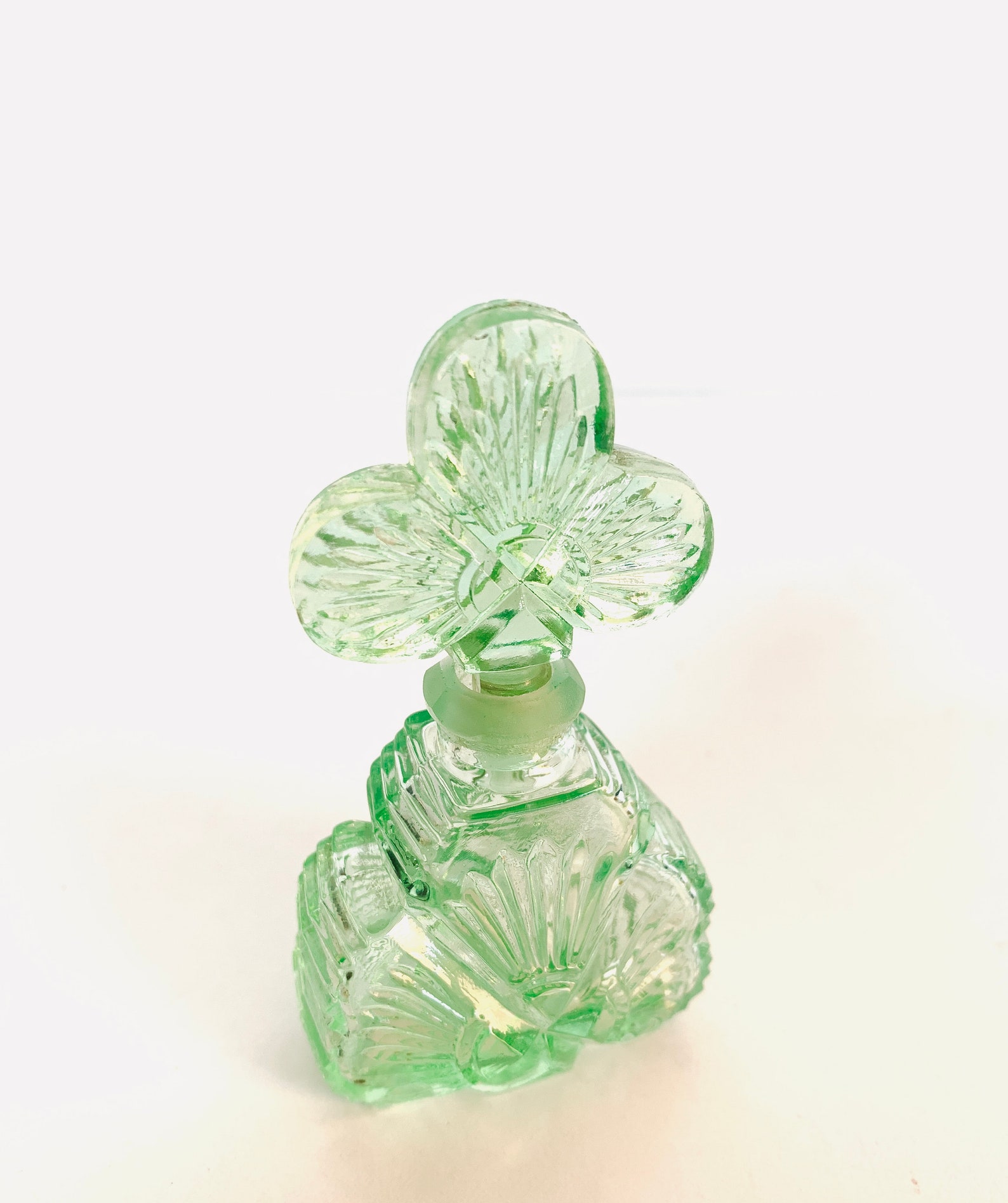 Antique Green Perfume Cut Glass Bottle Made in Japan| Japanese Perfume ...