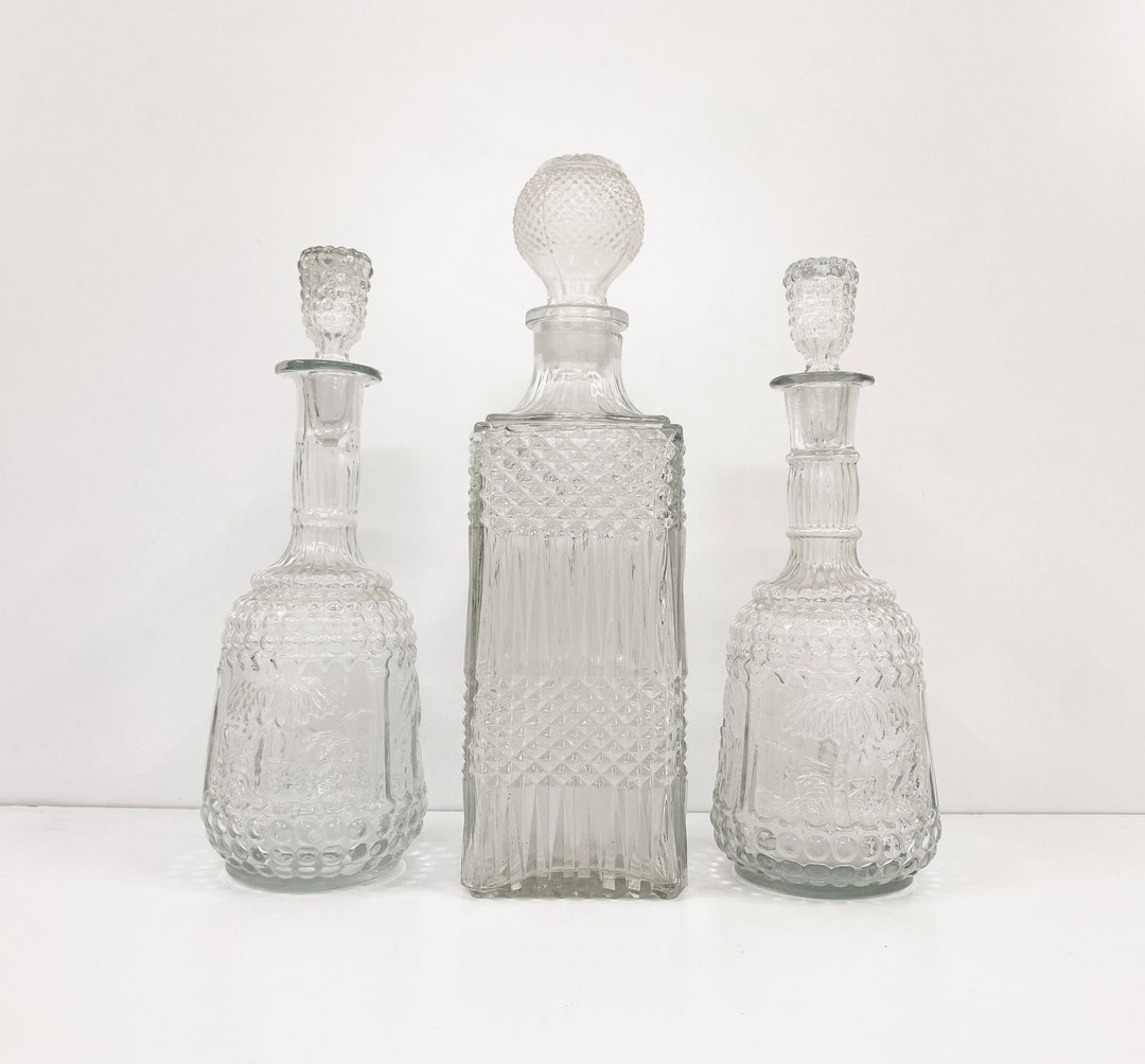 Vintage Cut Glass Decanters | Tall Decanters With Stopper | Antique Cut ...