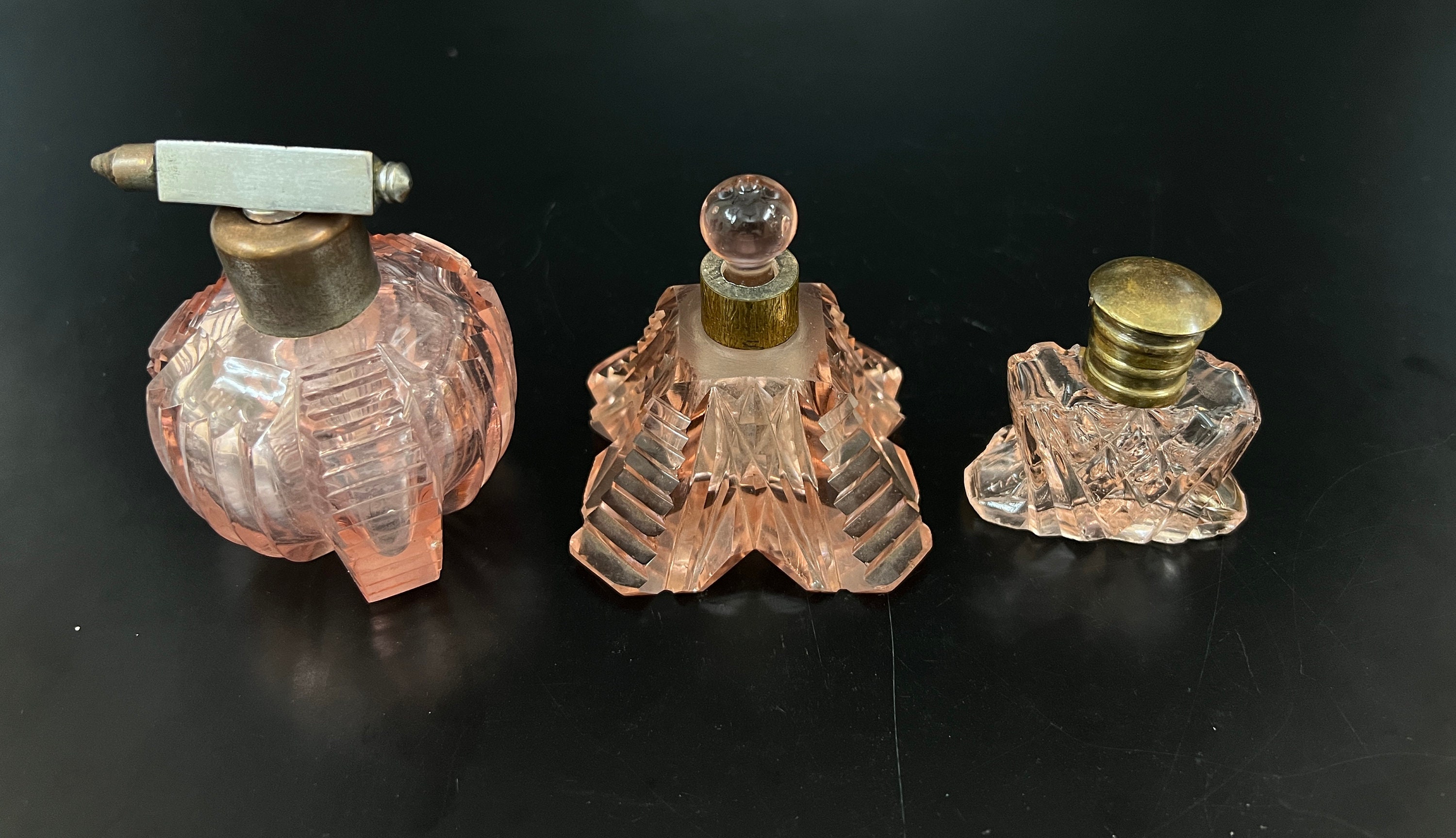 Vintage Peach Color Glass Perfume Bottle and Atomizer - Etsy