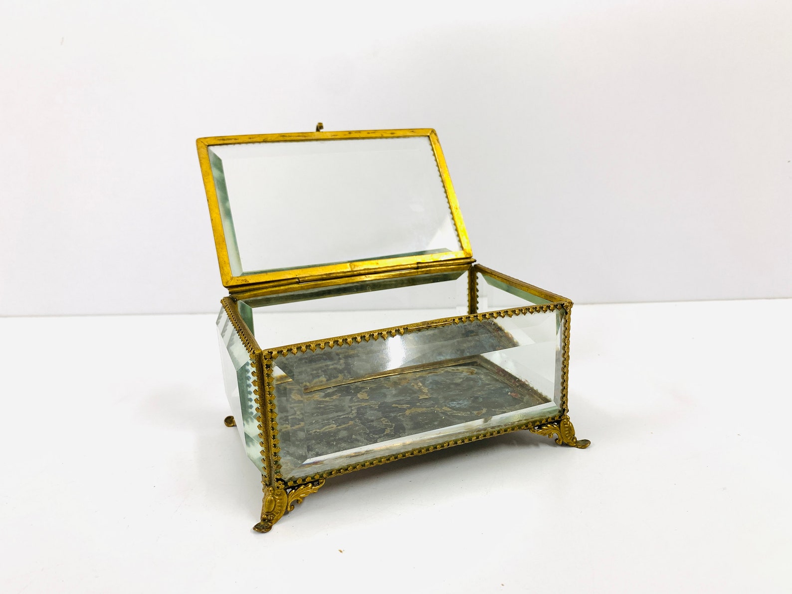 Antique Glass Jewel Box - Etsy