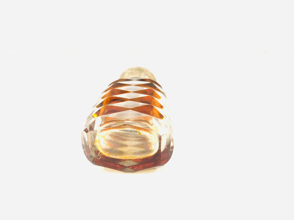 Antique Amber Overlay Cut Glass Perfume Scent Bottle Sterling Silver ...