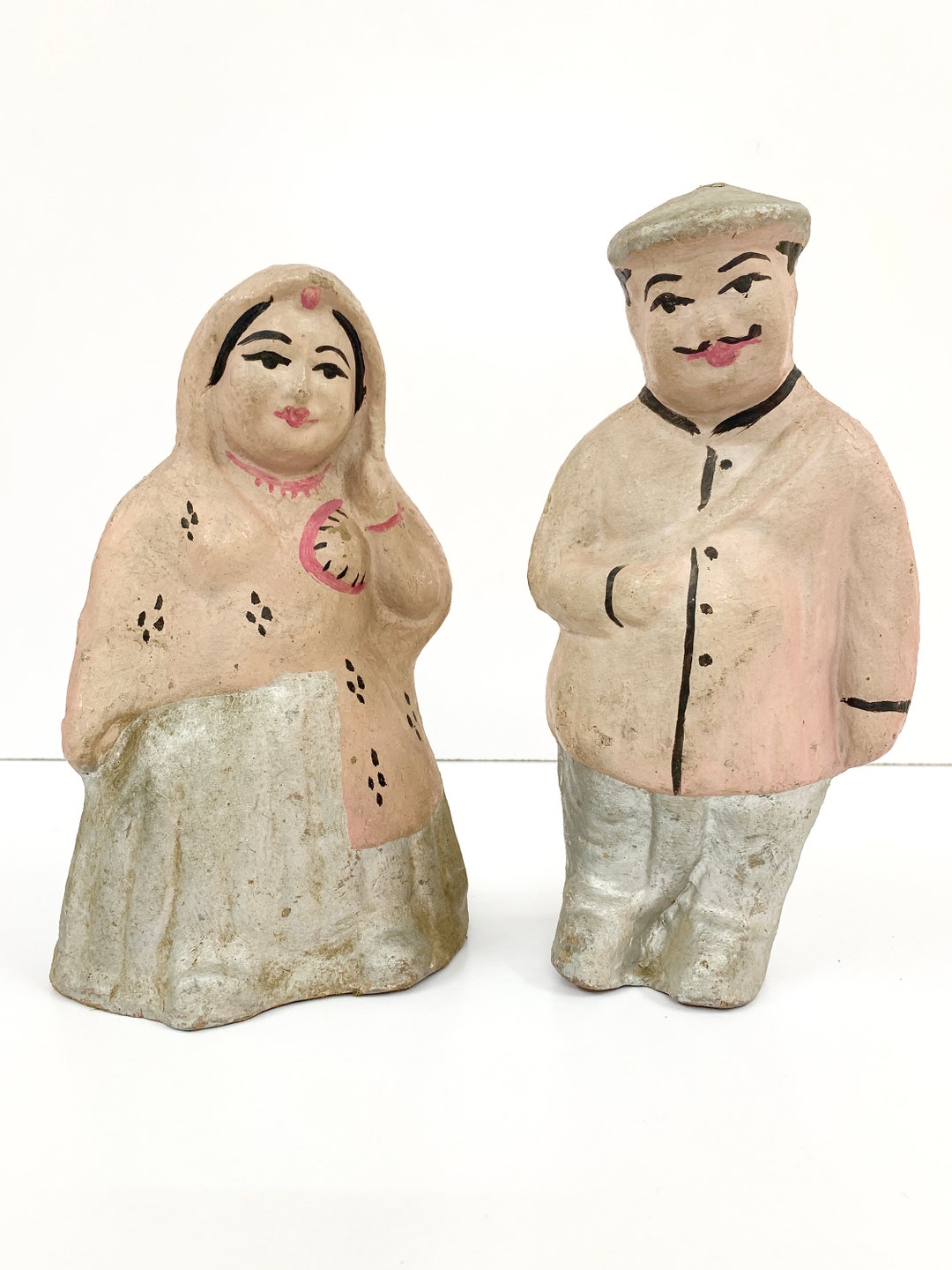 Vintage Paper Mache Man and Women| Vantage Paper Mache Idols - Etsy
