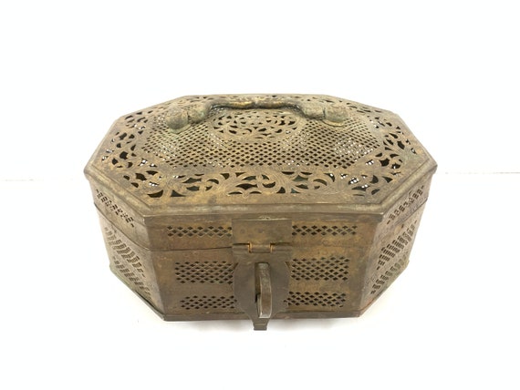 Antique Large Hyderabad Mughal Brass Jaali Box Big Brass Box - Etsy