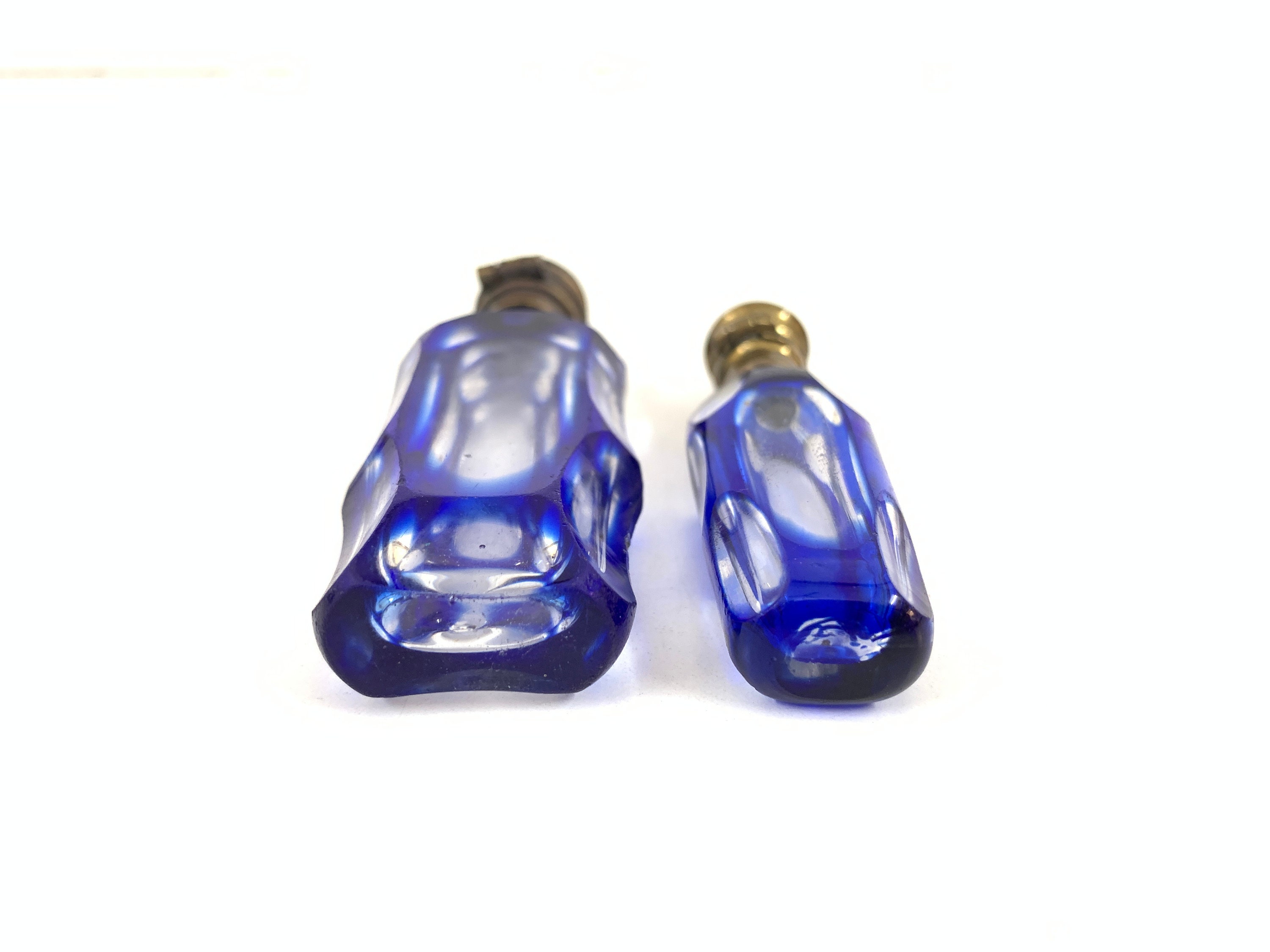 Antique Dual Color Cut Glass Bottle - Etsy