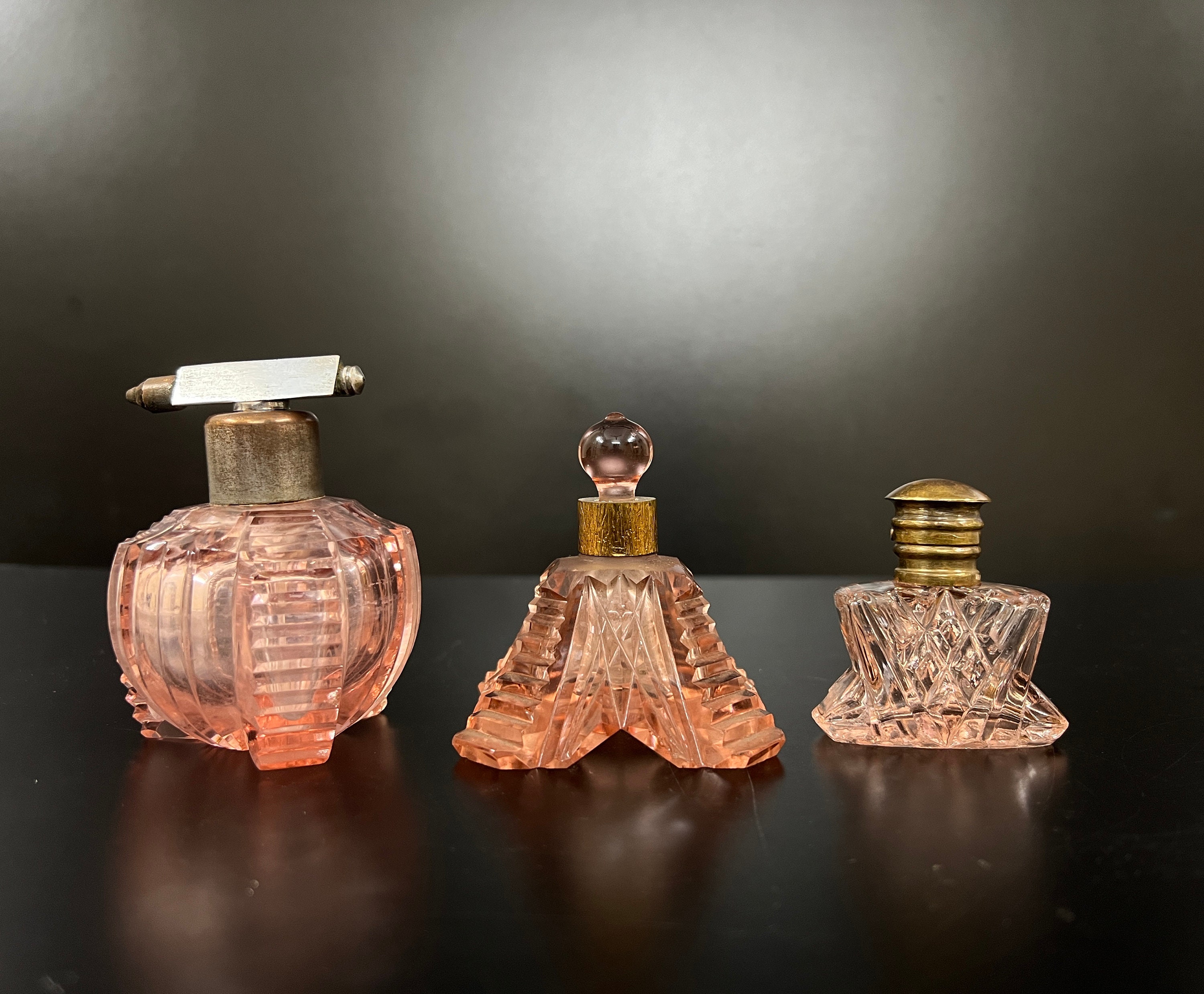 Vintage Peach Color Glass Perfume Bottle and Atomizer - Etsy