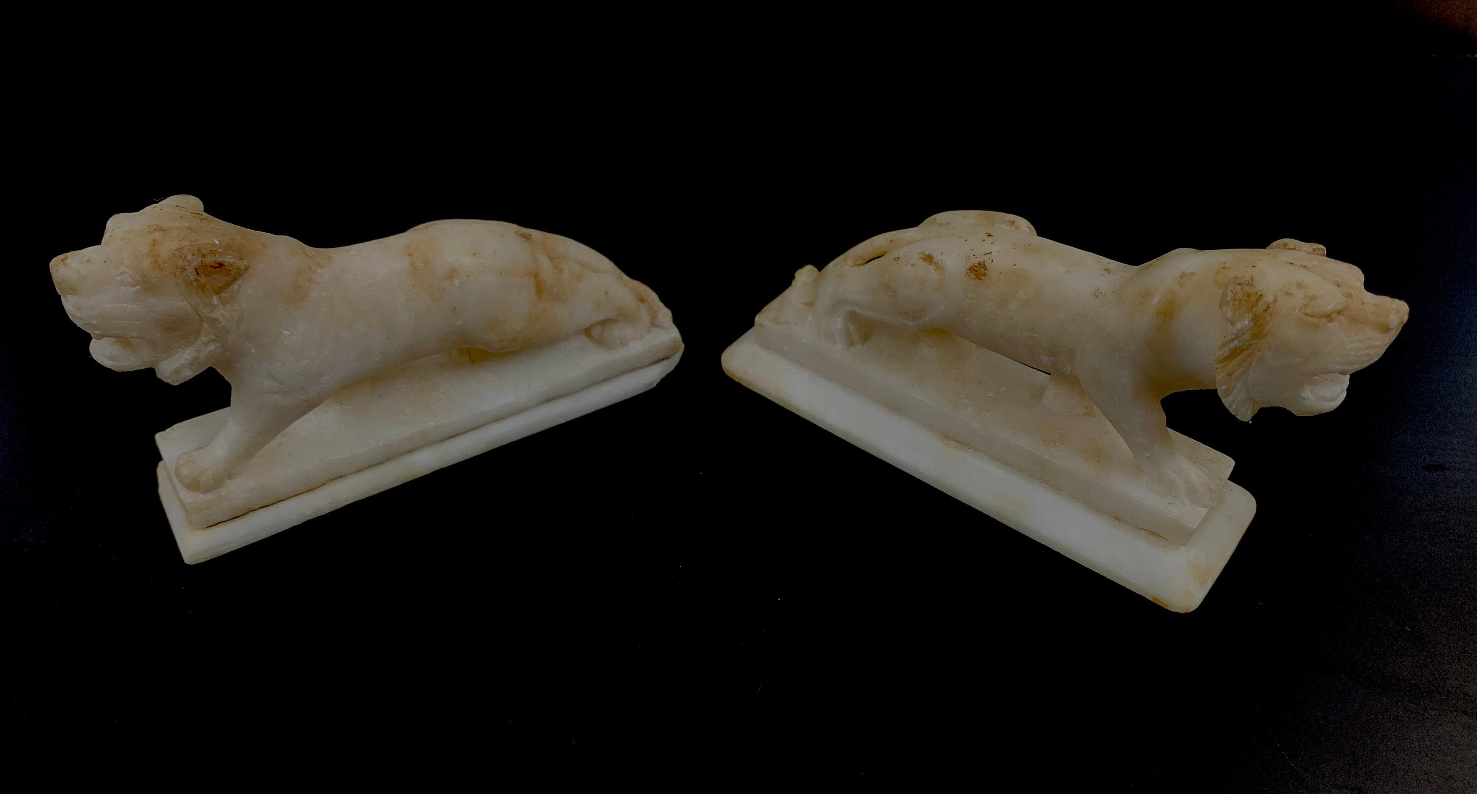 Vintage Lion Pair Carved on Alabaster |vintage Lion Toys |animal ...