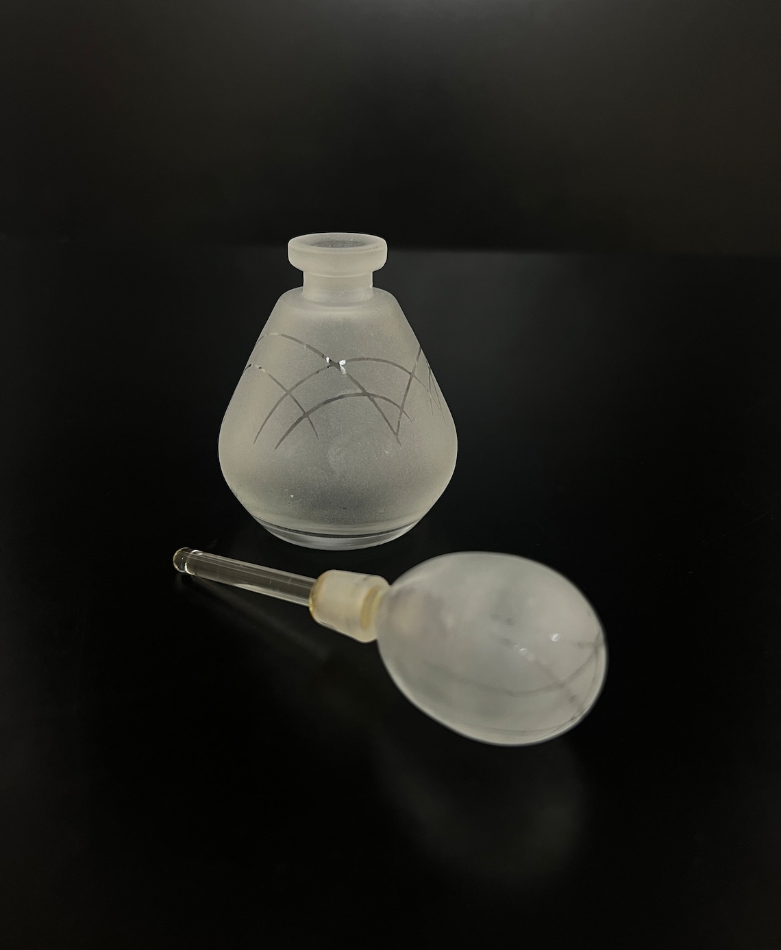 Vintage Frosted Glass Perfume Bottle - Etsy