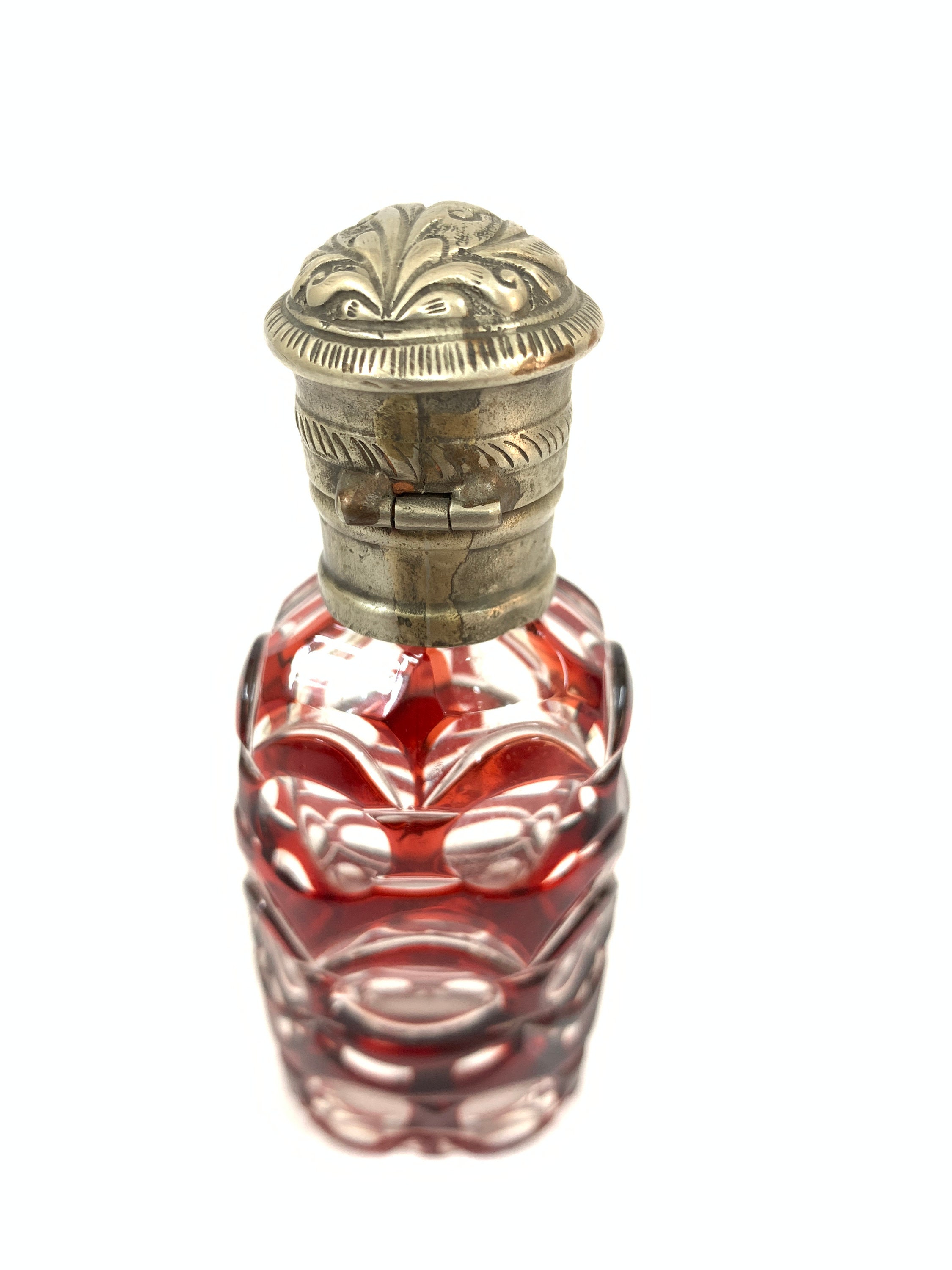Antique Bohemian Ruby Red Overlay Glass Perfume Bottle - Etsy