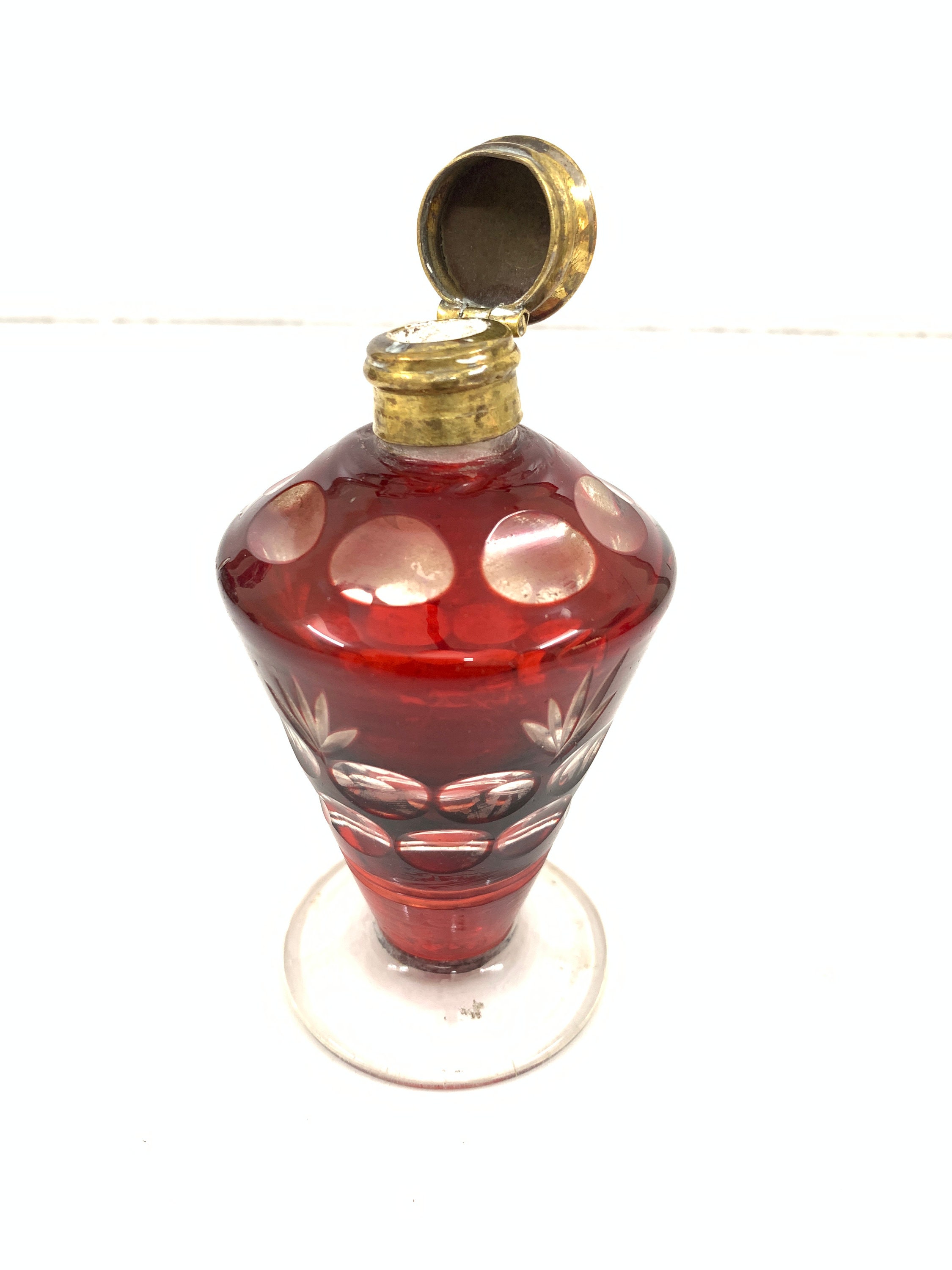 Antique Cut to Clear Glass Ruby Red Perfume Bottles Perfume Bottles ...