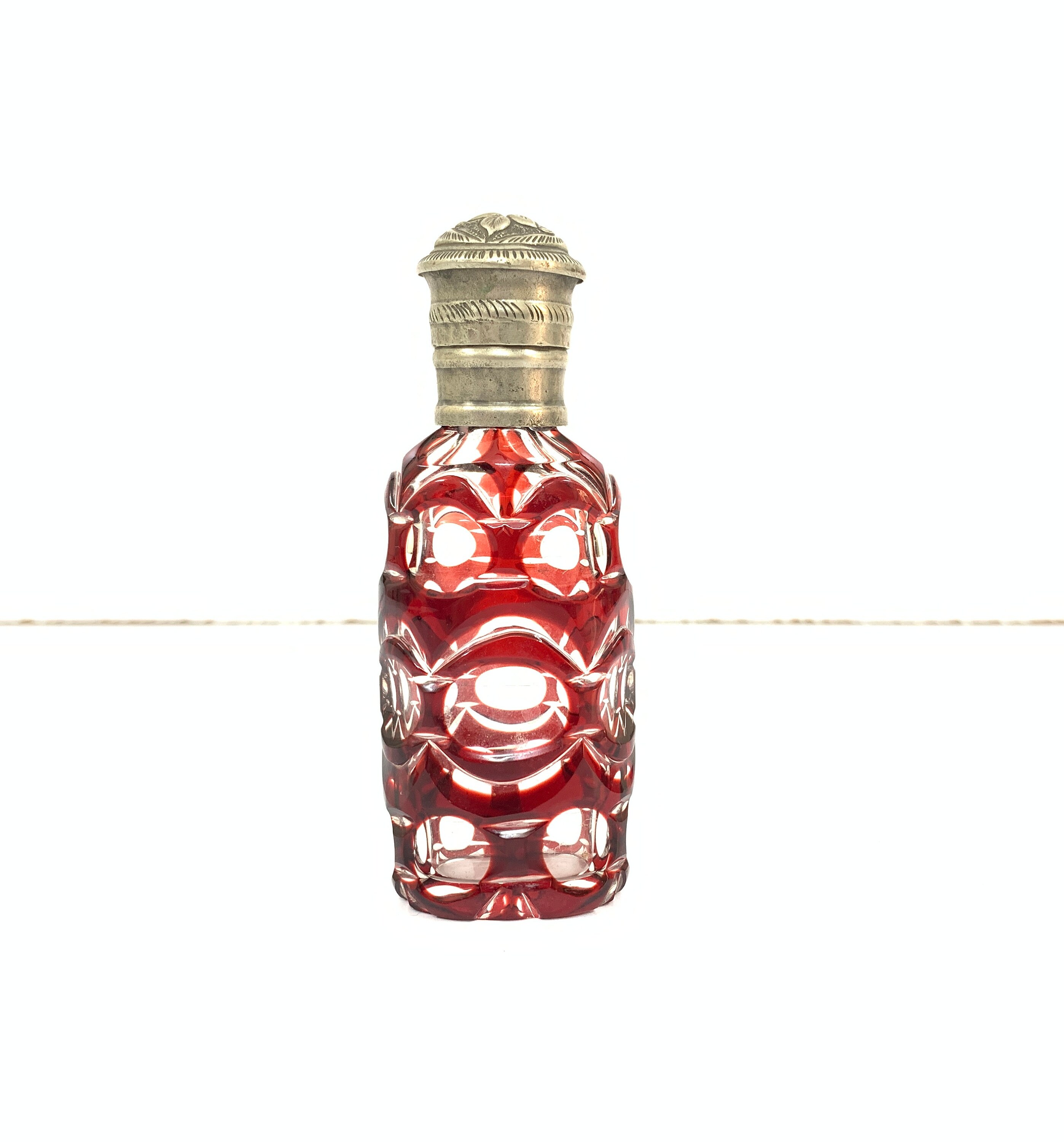 Antique Bohemian Ruby Red Overlay Glass Perfume Bottle - Etsy