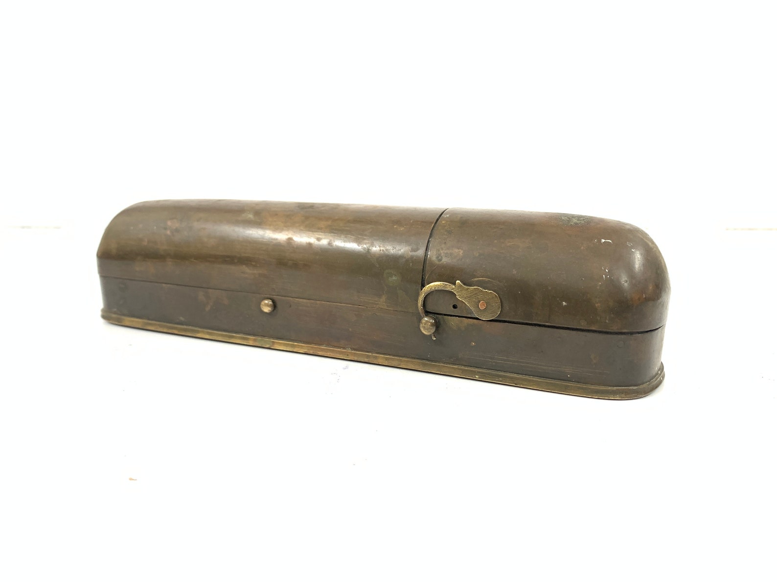 Antique Brass Pen Box With Ink Pot - Etsy