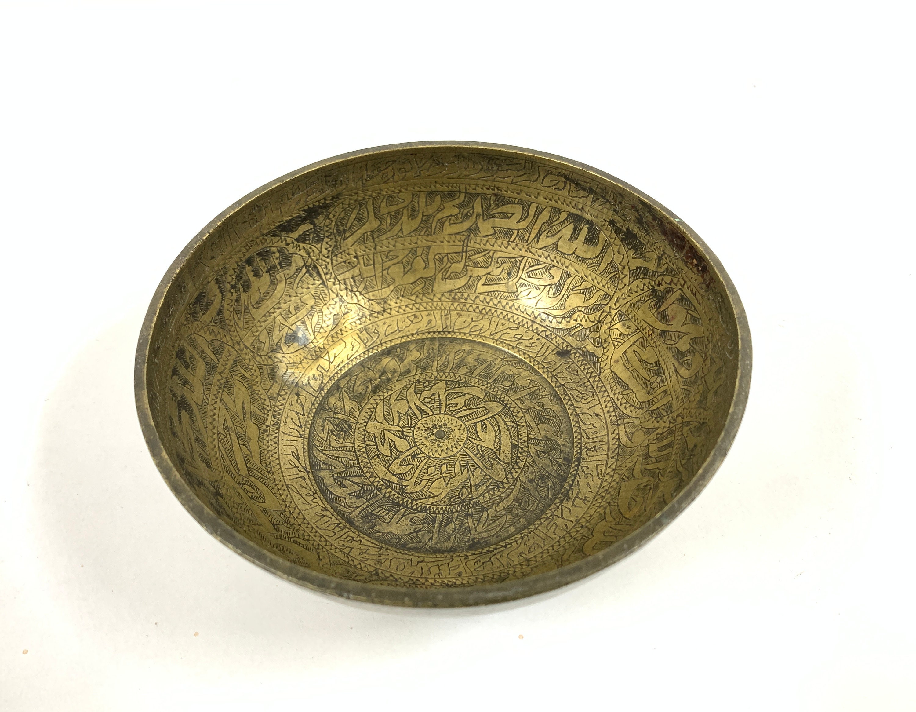 Vintage Islamic Semi Bronze Bowl, Hand Carved Bowl, Muslim Bowl ...