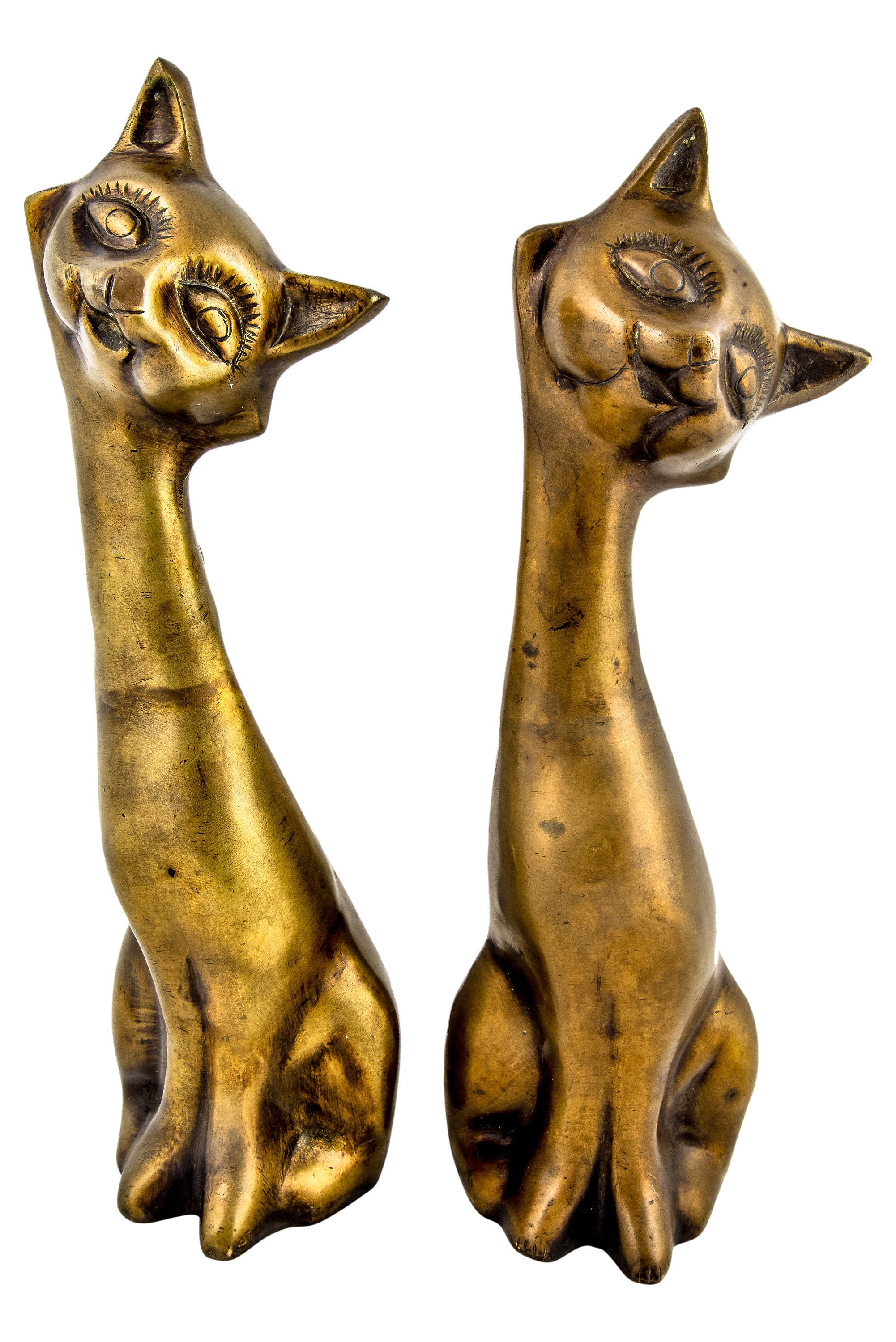 Vintage Brass Pair of Cat Figurines Brass Cats Cats for Home Decor Mid ...