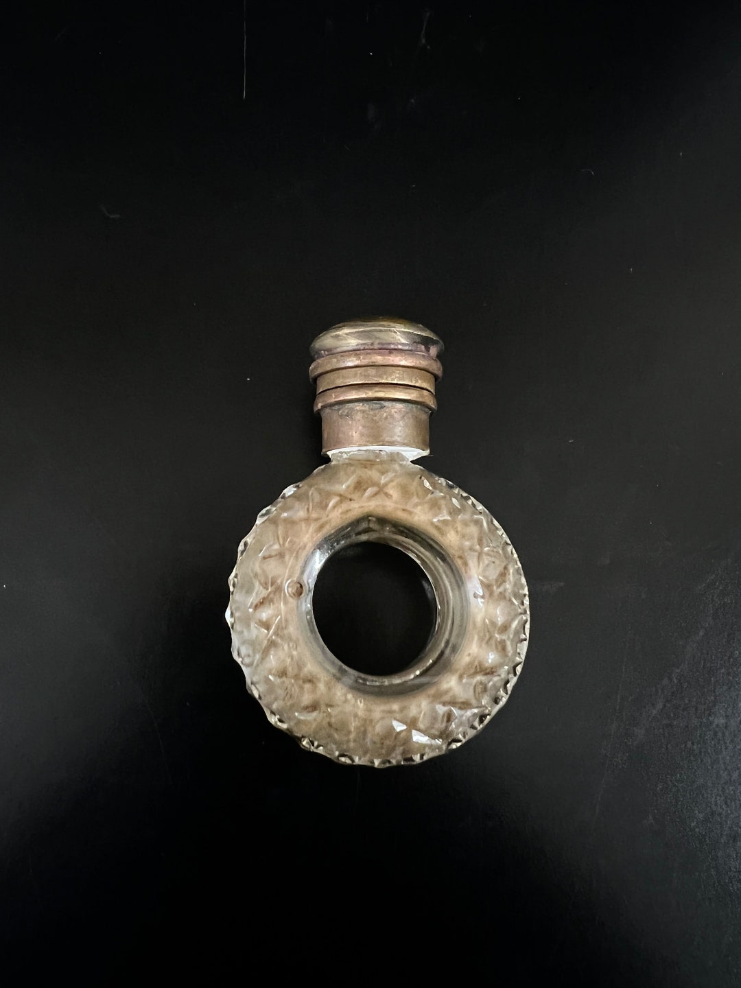 Vintage Cut Glass Ring Shaped Perfume Bottle - Etsy